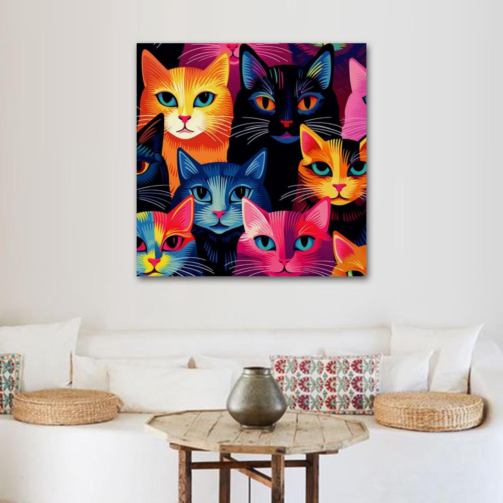 OWNSERIES Cats Pattern Pattern Canvas Wall Art Paintings for Living ...
