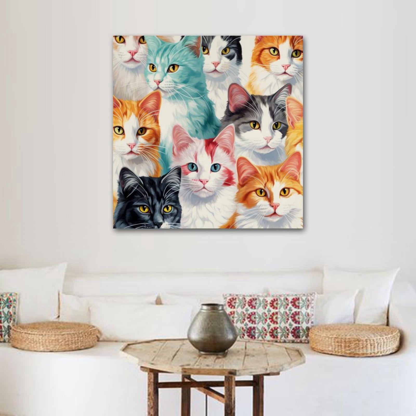 OWNSERIES Cats Pattern Pattern Canvas Wall Art Paintings for Living ...