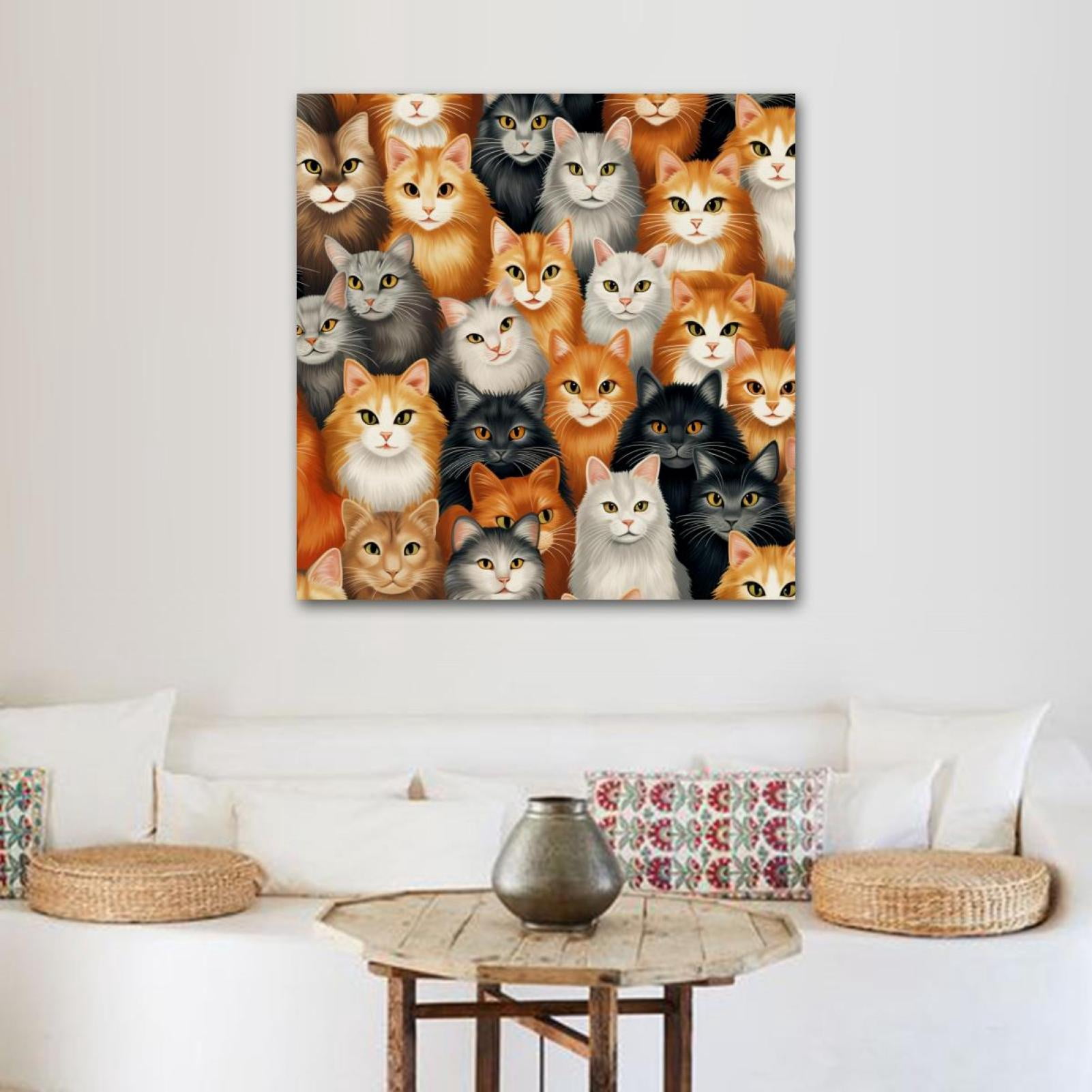 OWNSERIES Cats Pattern Pattern Canvas Wall Art Paintings for Living ...