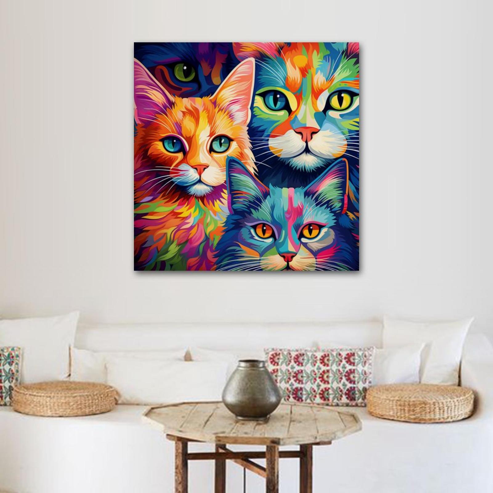 OWNSERIES Cats Pattern Pattern Canvas Wall Art Paintings for Living ...