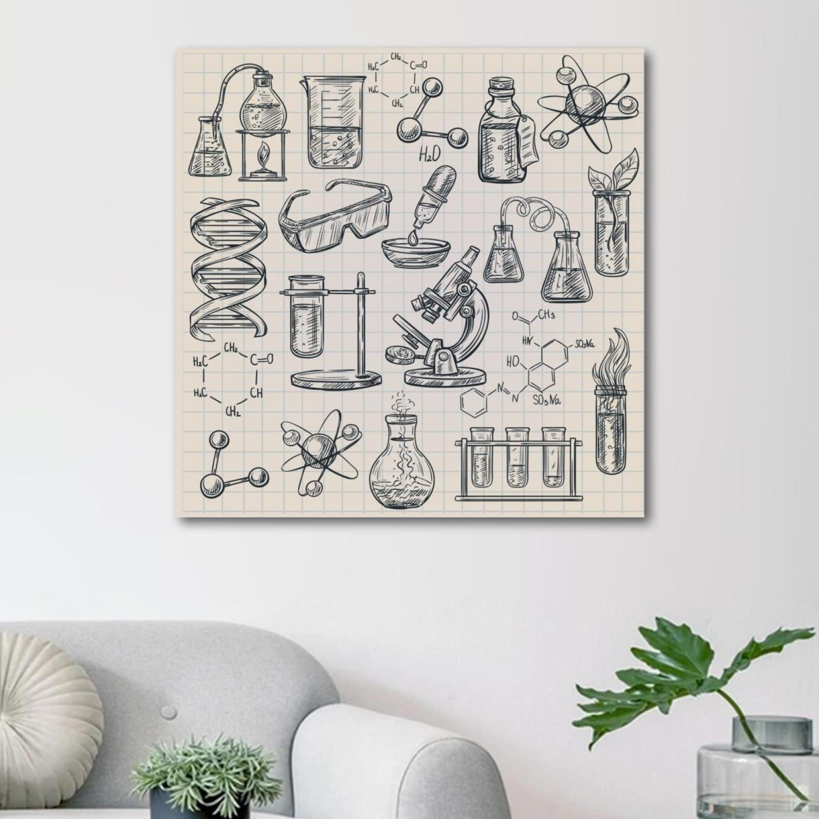 OWNSERIES Chemistry Icon Pattern Canvas Wall Art Paintings for Living ...