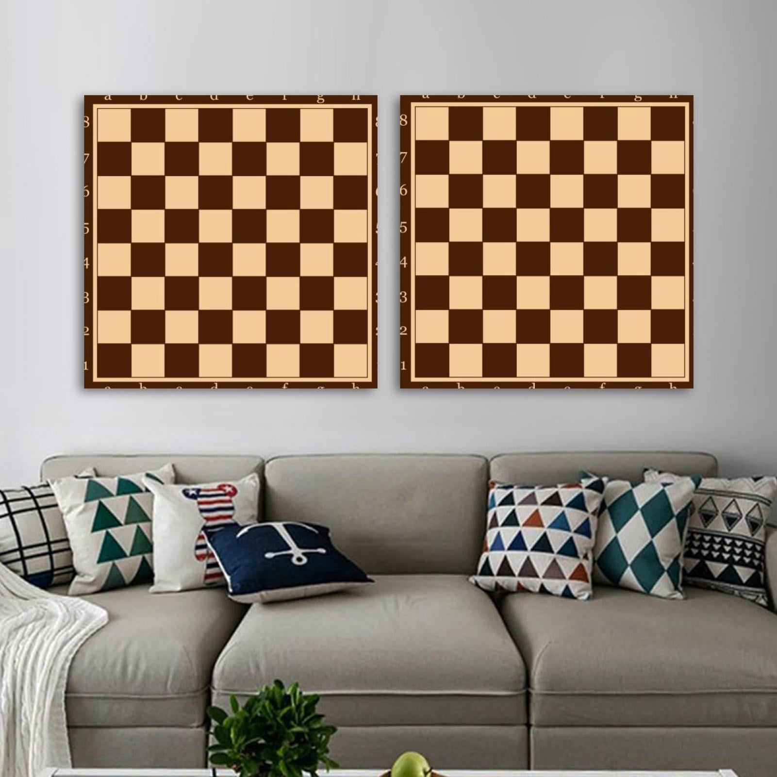 OWNSERIES Chess Board Pattern 2PC Canvas Wall Art Paintings for Living ...