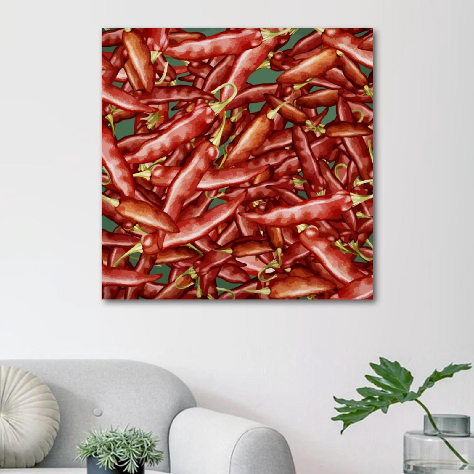 OWNSERIES Chili Red Pattern Canvas Wall Art Paintings for Living Room ...