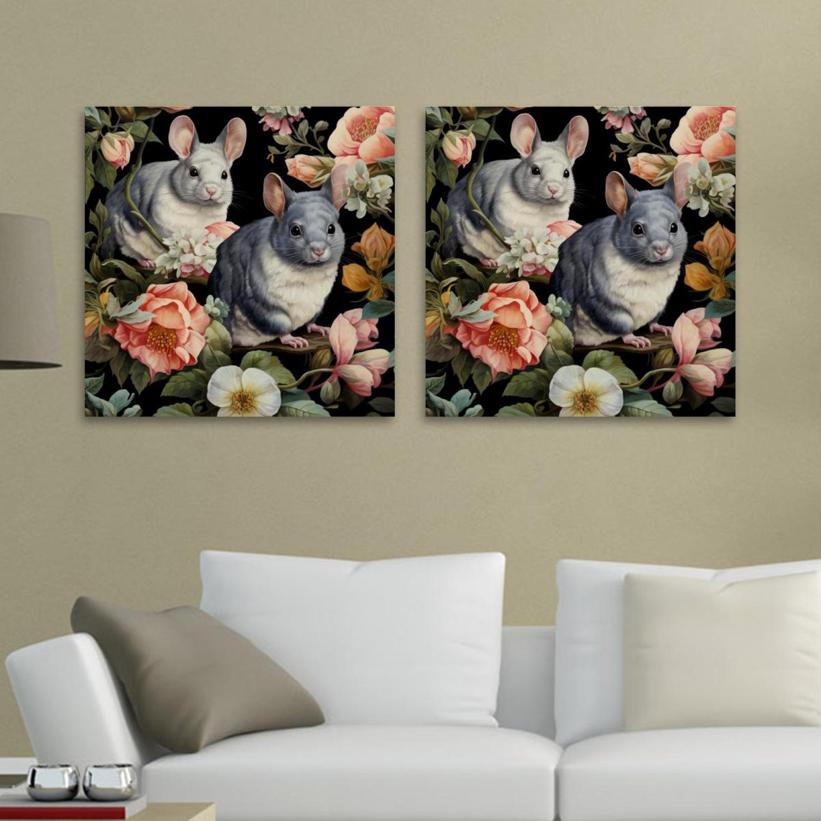 OWNSERIES Chinchilla Pattern 2PC Canvas Wall Art Paintings for Living ...