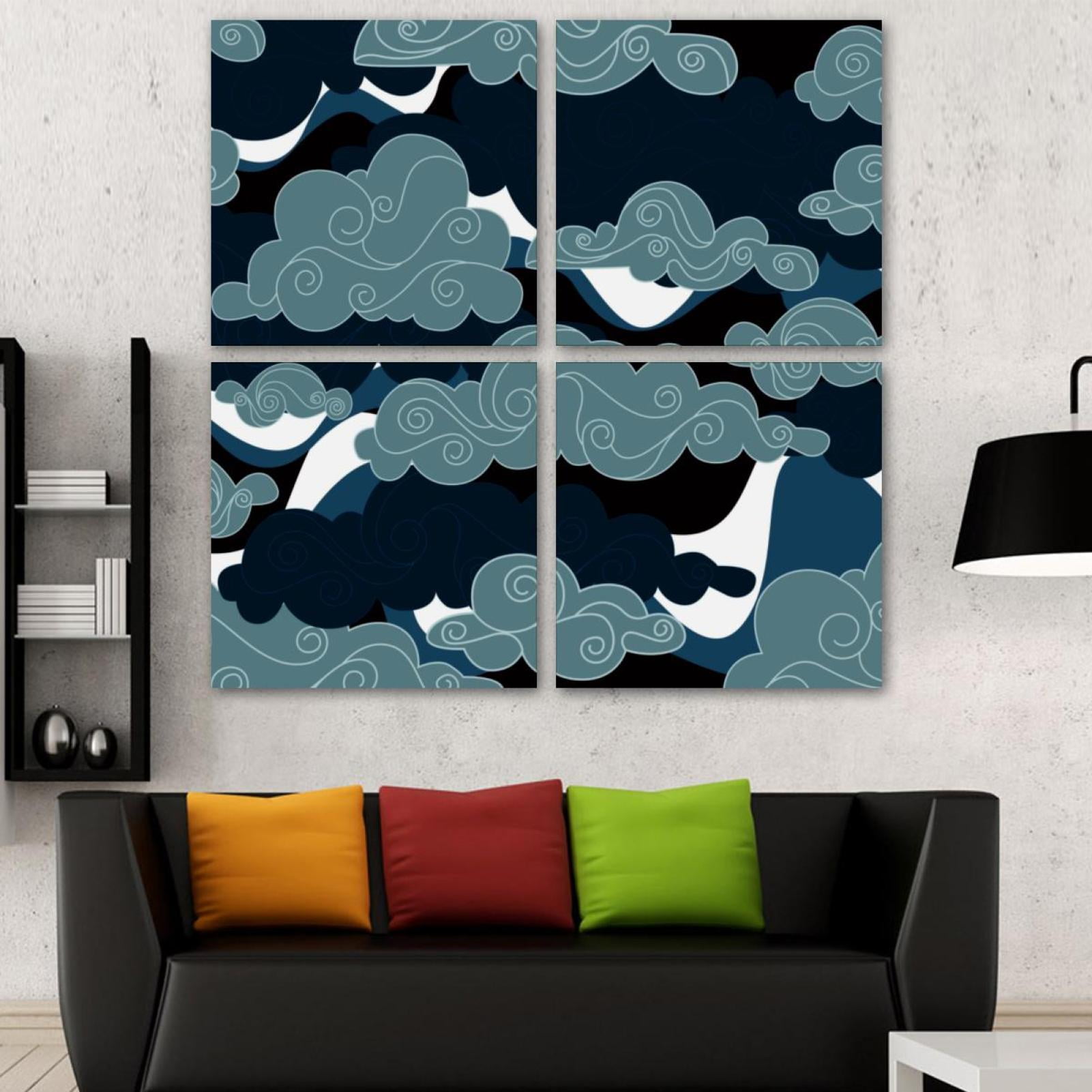 OWNSERIES Chinese Clouds Pattern 4PC Frameless Canvas Wall Art ...