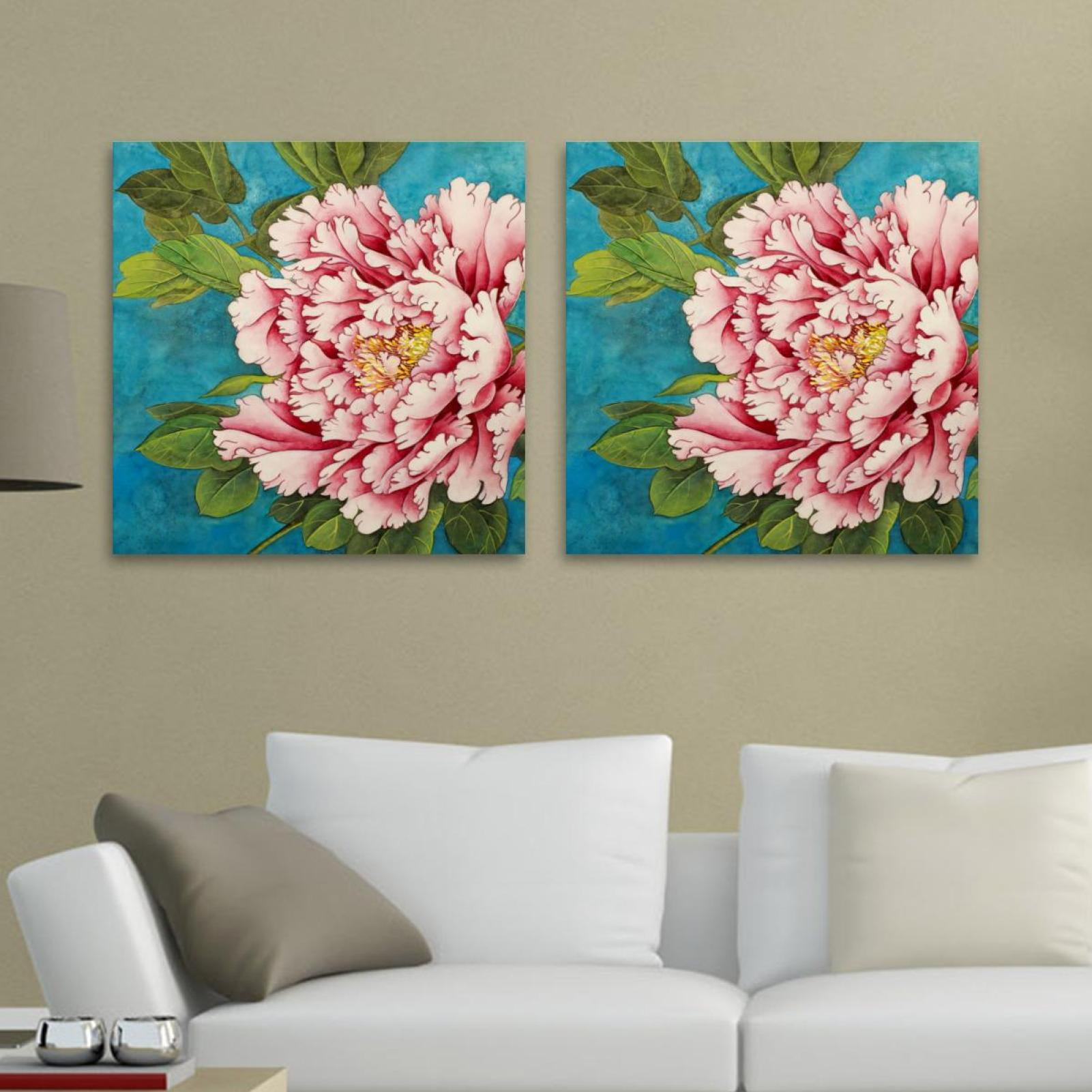 OWNSERIES Chinese National Fower Peony Fower Pattern 2PC Canvas Wall ...