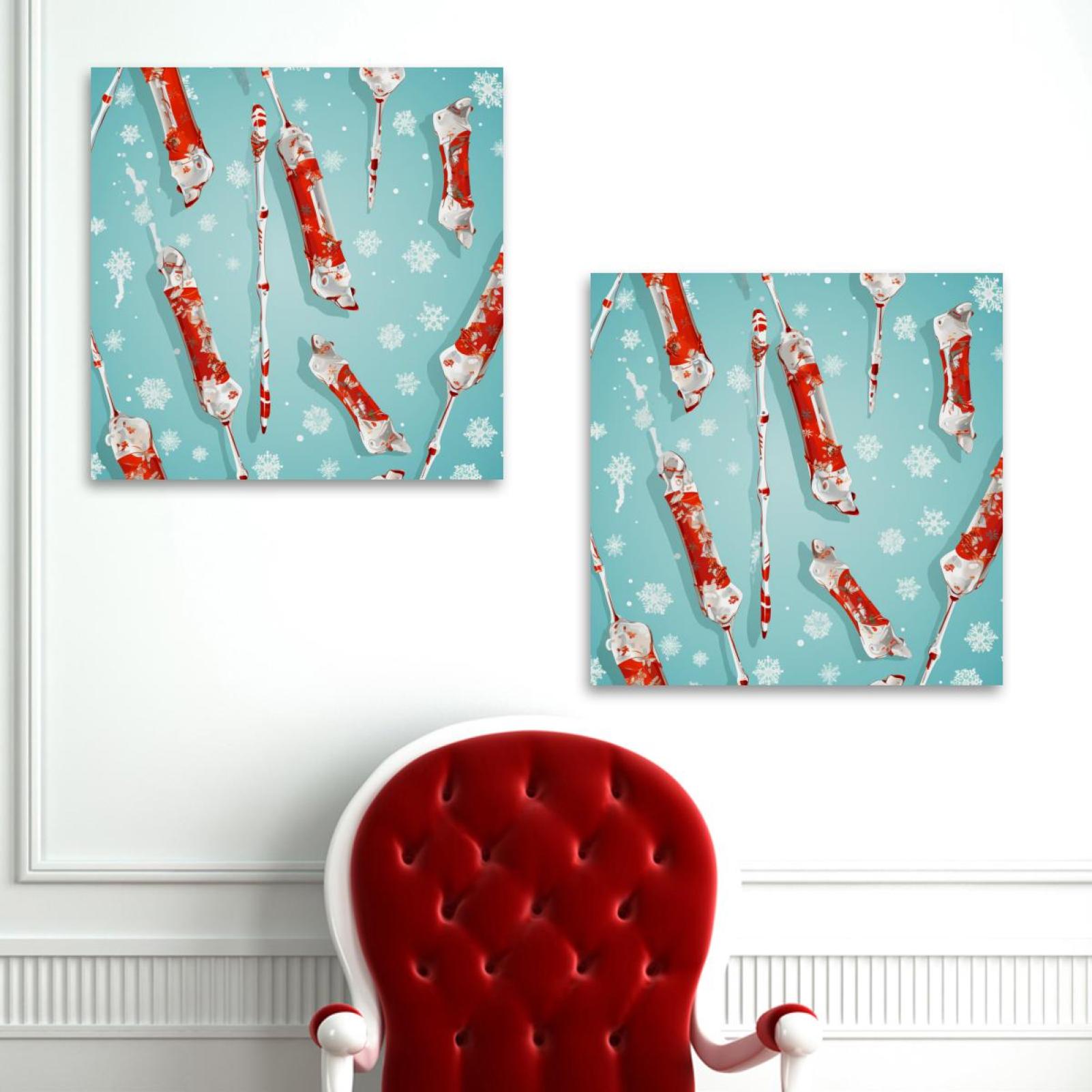 OWNSERIES Christmas Cane Pattern 2PC Canvas Wall Art Paintings for ...
