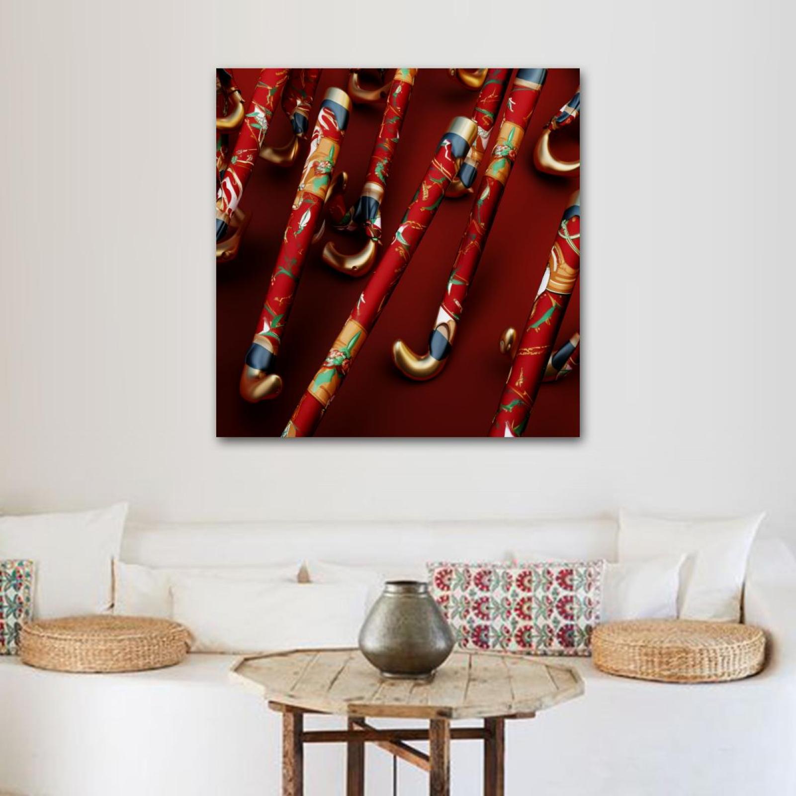 OWNSERIES Christmas Cane Pattern Canvas Wall Art Paintings for Living ...