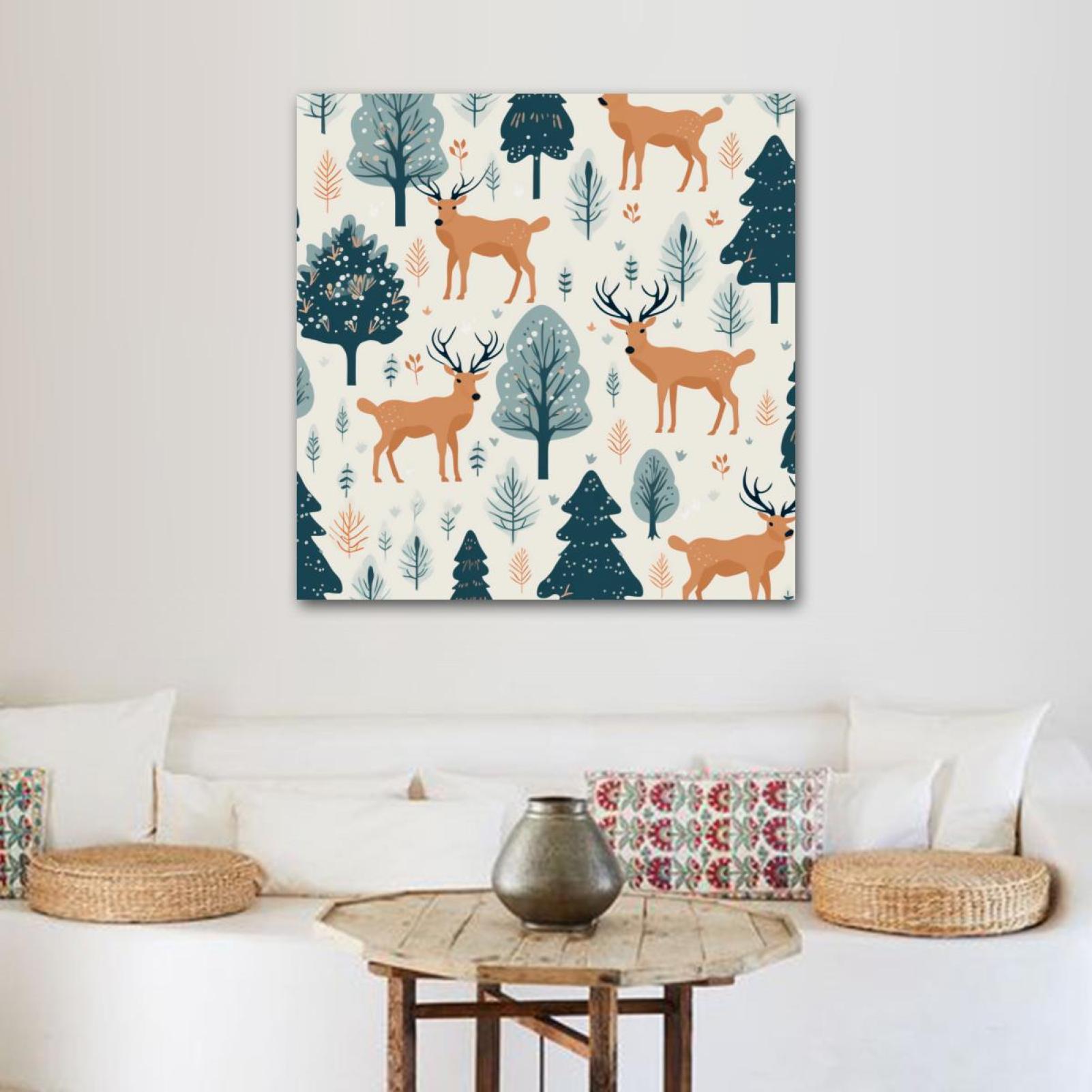 OWNSERIES Christmas Elk Pattern Canvas Wall Art Paintings for Living ...