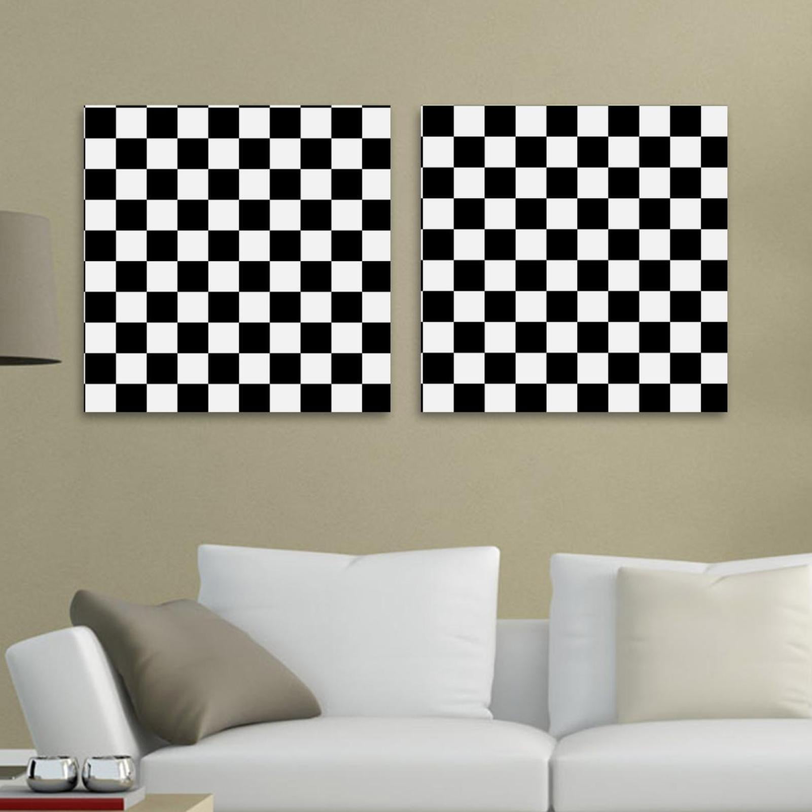 OWNSERIES Classic Black White Checker Board Pattern 2PC Canvas Wall Art ...