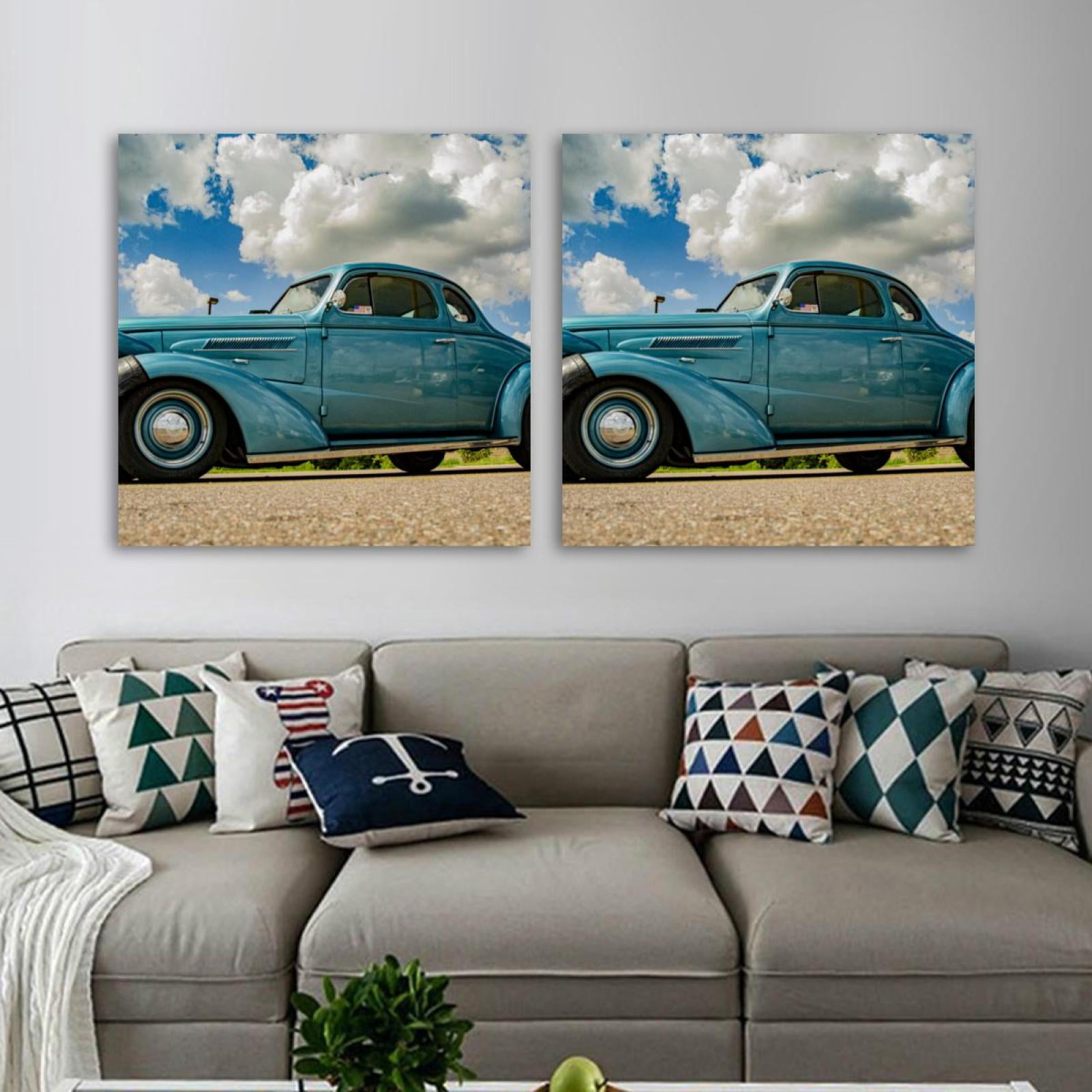 OWNSERIES Classic Car Vehicle Pattern 2PC Canvas Wall Art Paintings for ...