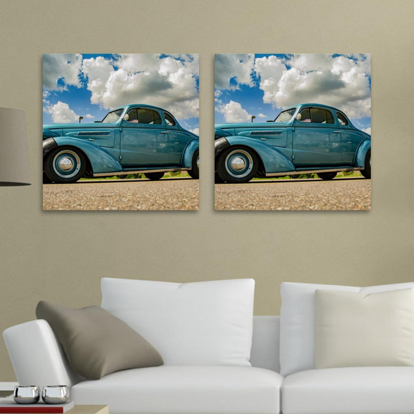 OWNSERIES Classic Car Vehicle Pattern 2PC Canvas Wall Art Paintings for ...