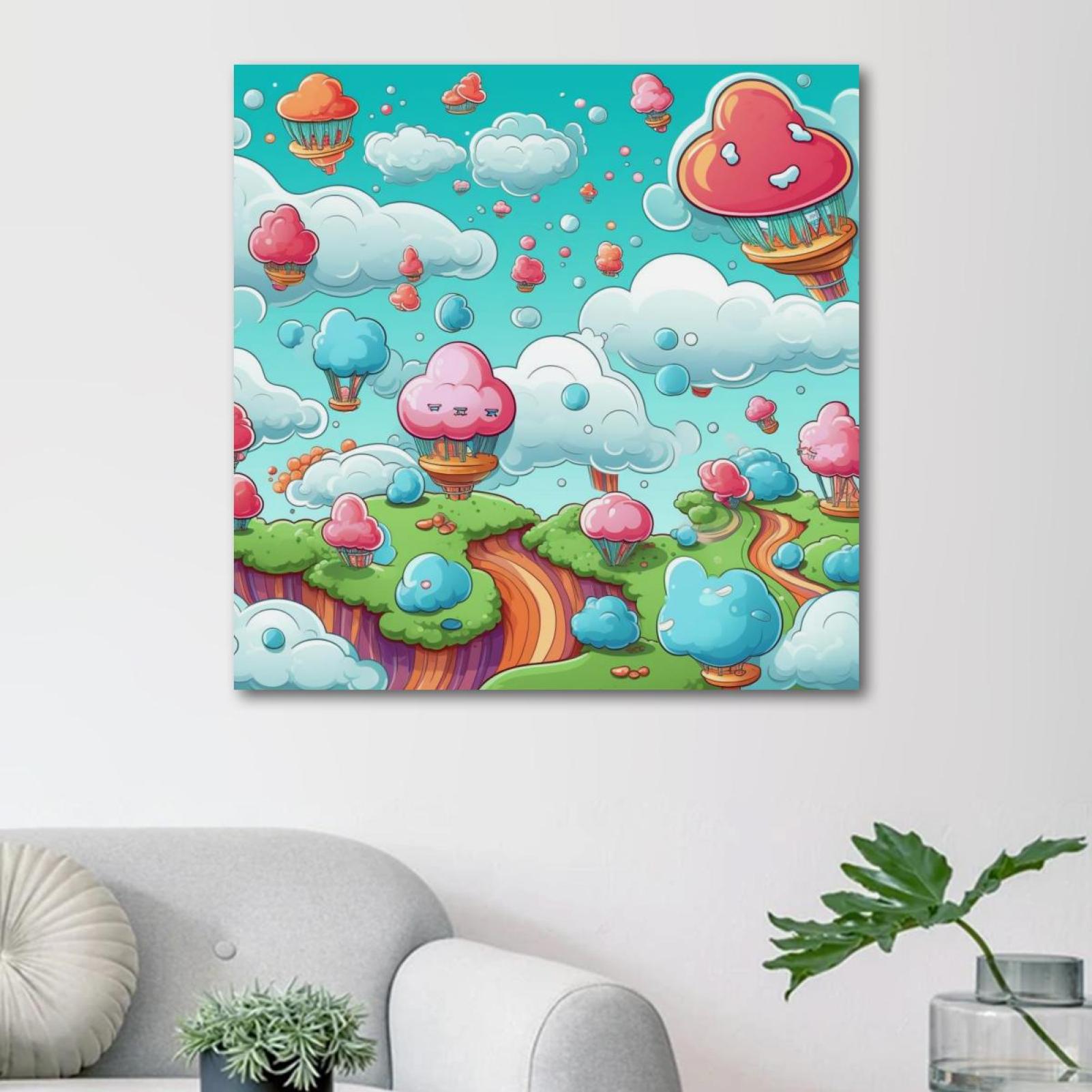 OWNSERIES Clouds Pattern Canvas Wall Art Paintings for Living Room ...