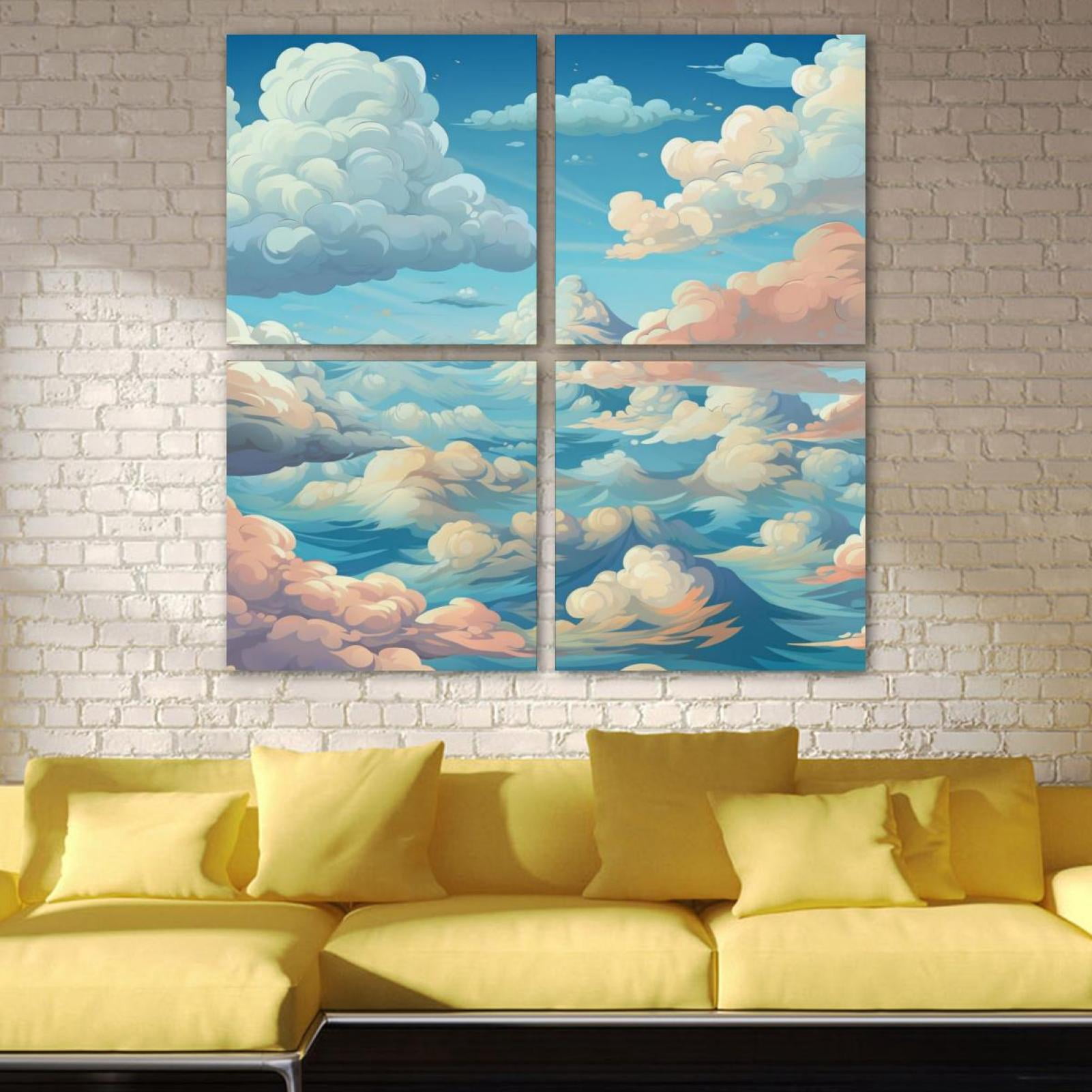 OWNSERIES Clouds Pattern Pattern 4PC Frameless Canvas Wall Art ...