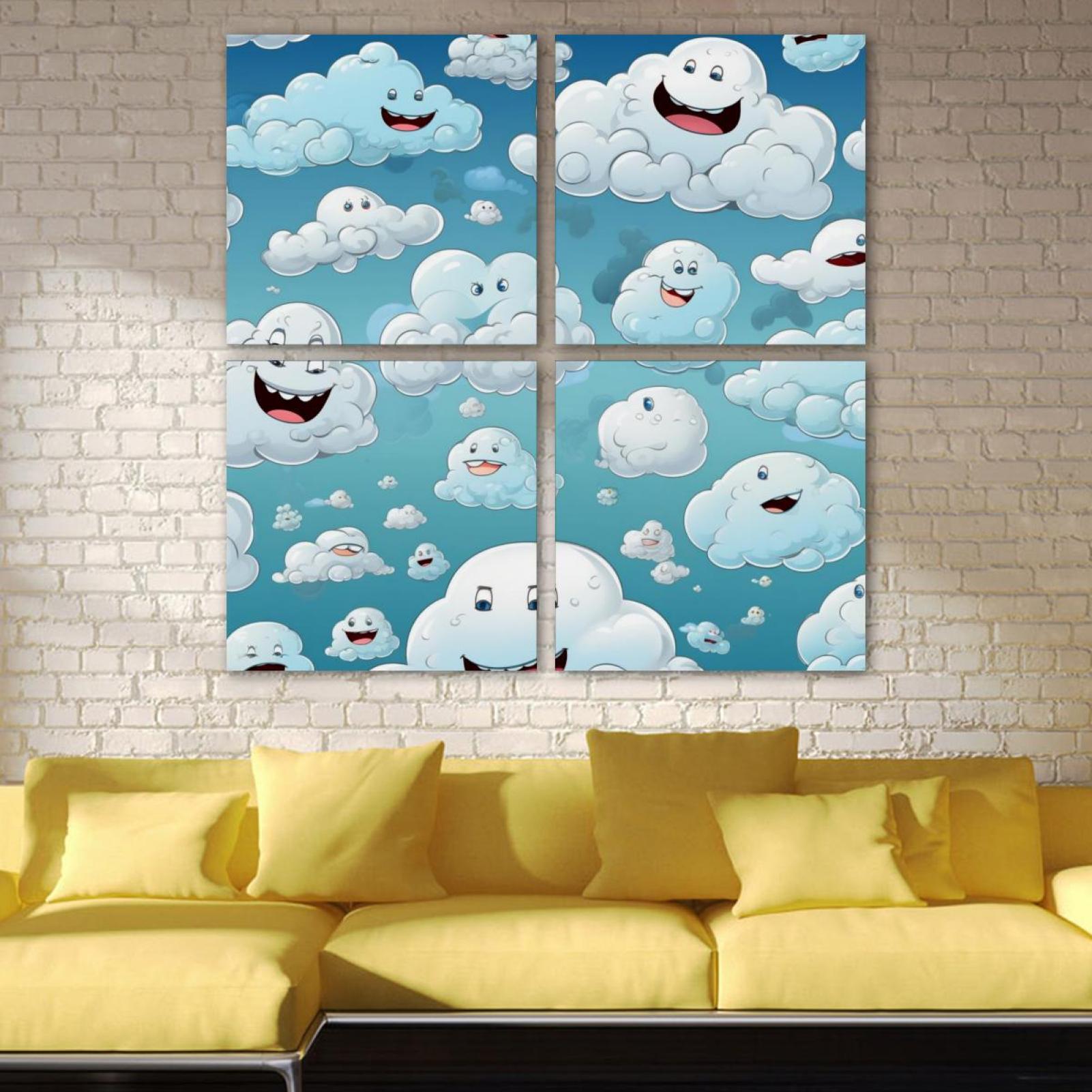 OWNSERIES Clouds Pattern Pattern 4PC Frameless Canvas Wall Art Paintings for Living Room Canvas ...