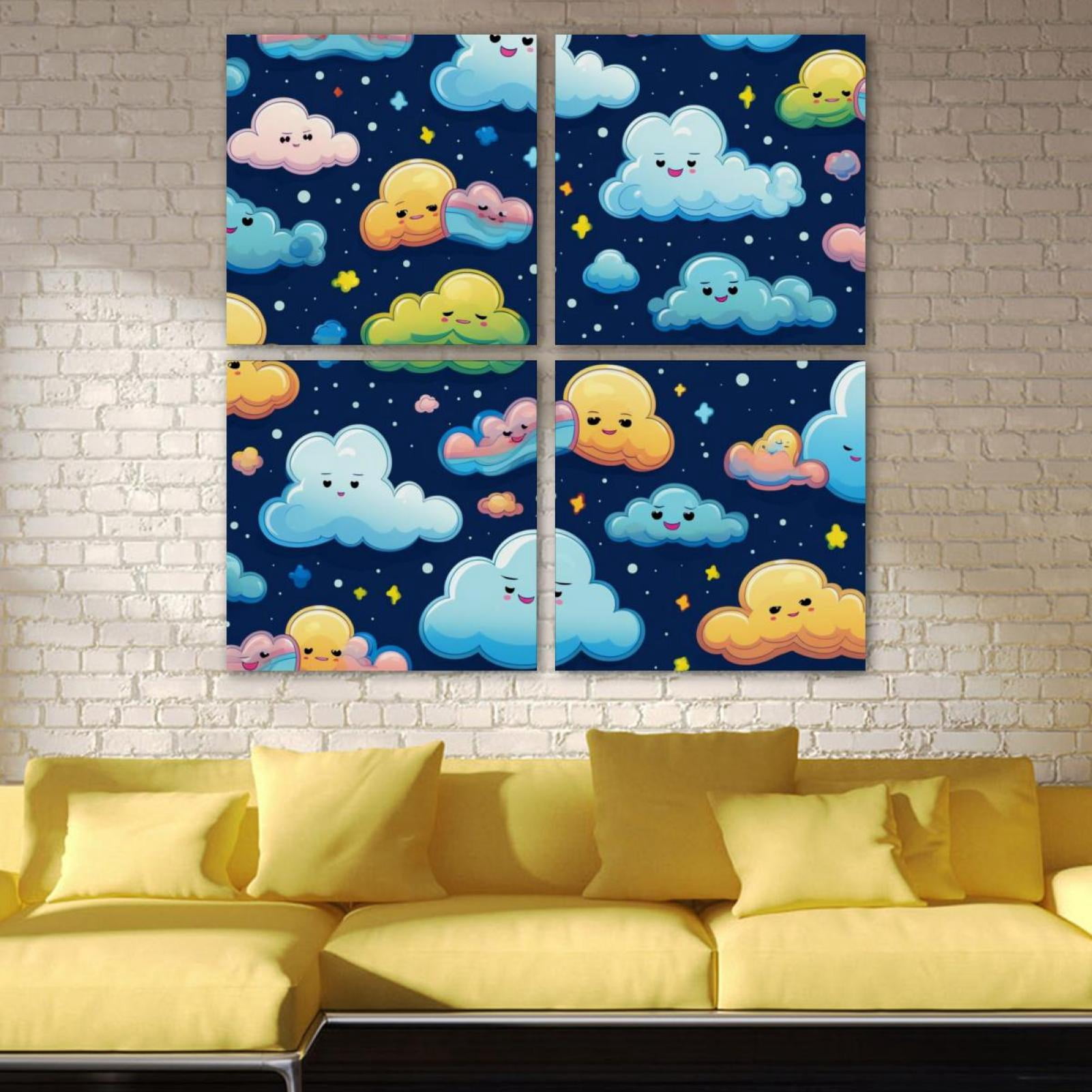 OWNSERIES Clouds Pattern Pattern 4PC Frameless Canvas Wall Art ...