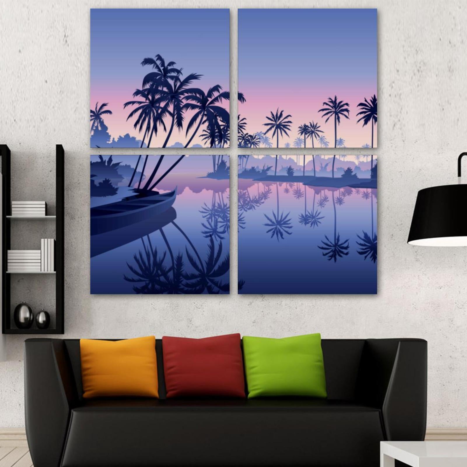 OWNSERIES Coconut Landscape Pattern 4PC Frameless Canvas Wall Art ...