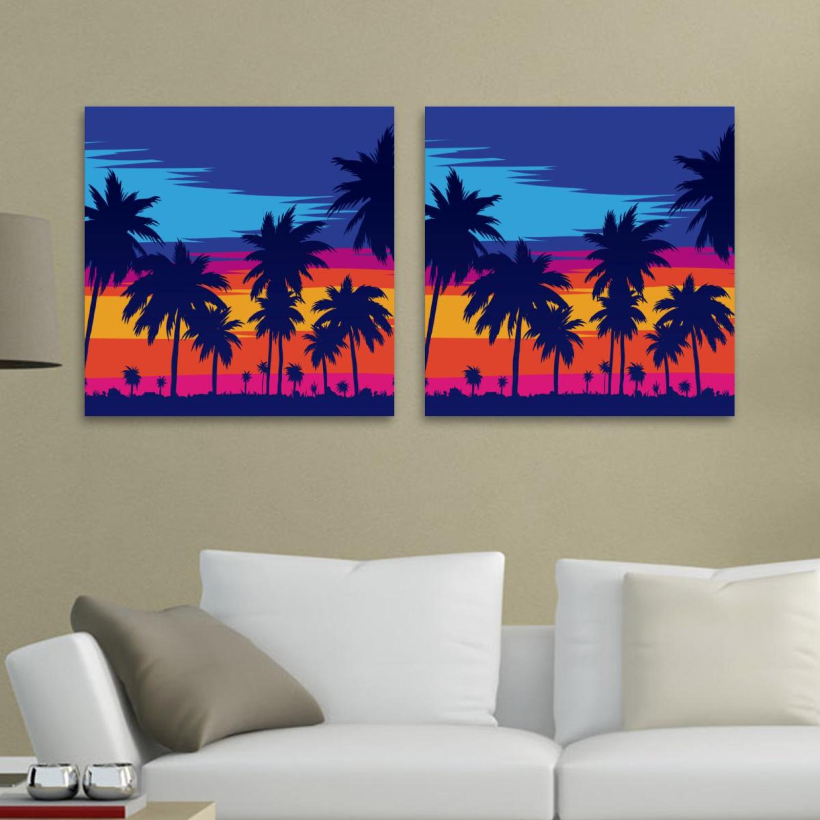 OWNSERIES Coconut Tree Forest Pattern 2PC Canvas Wall Art Paintings for ...