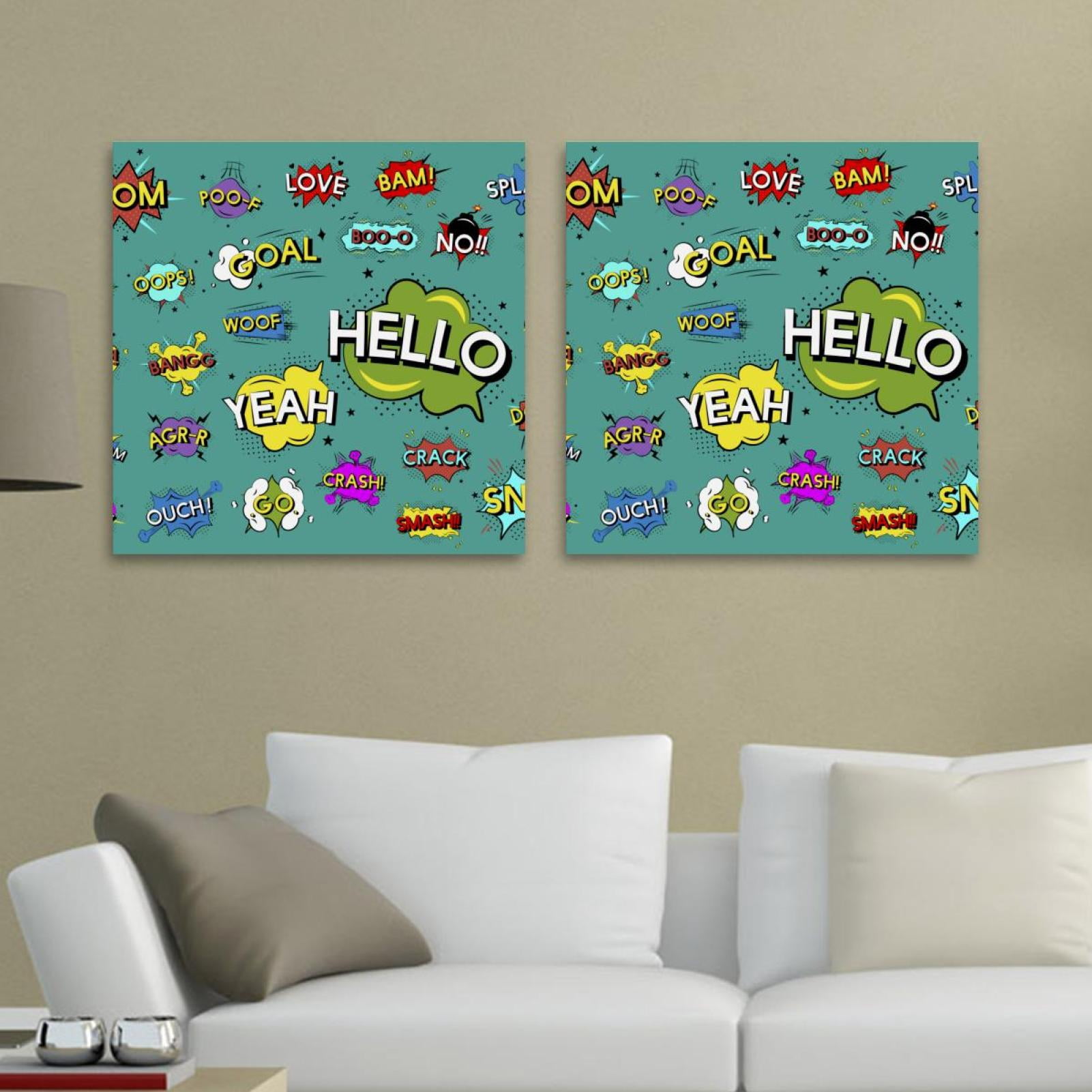 OWNSERIES Collection of Explosion Comic Word Graphics Pattern 2PC ...