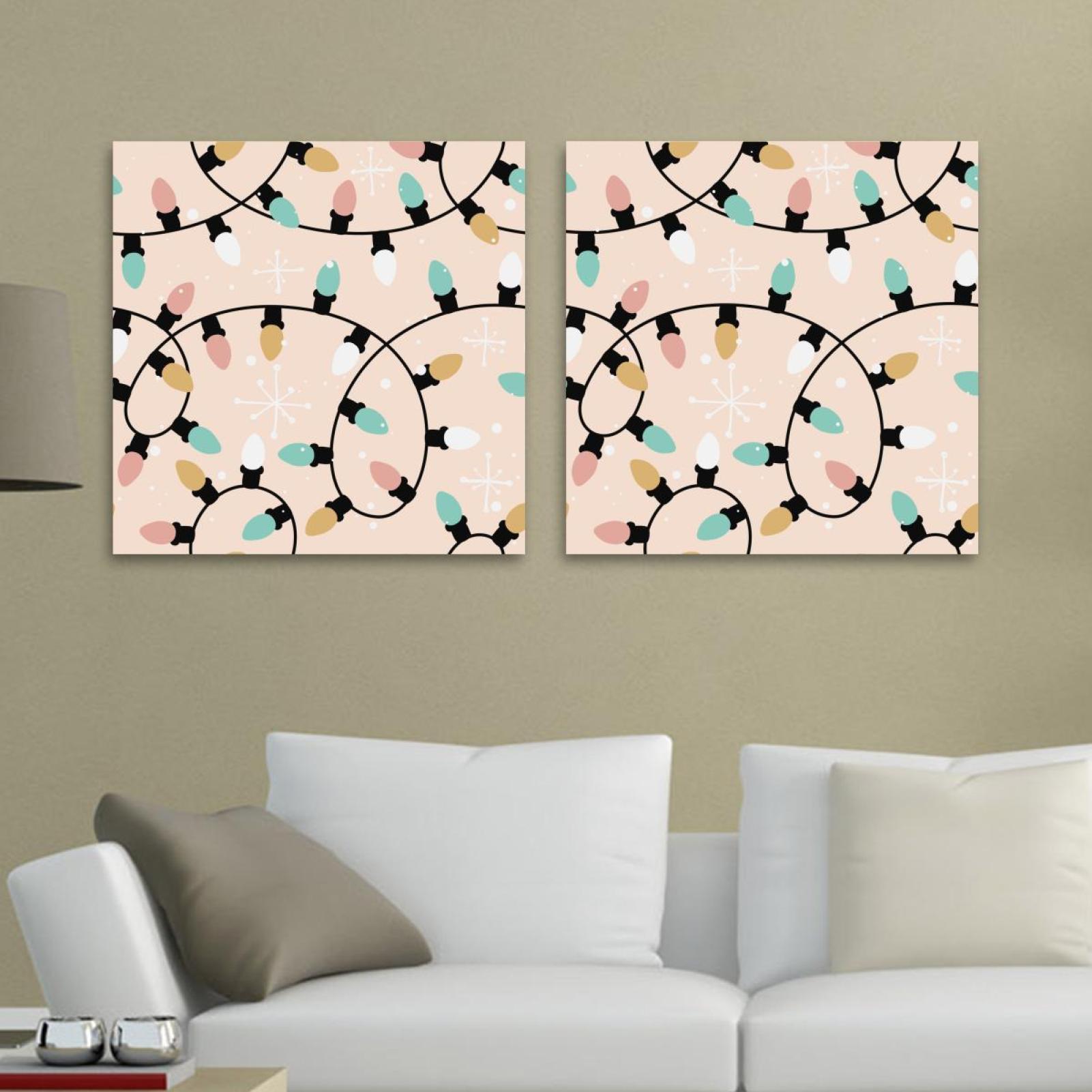 OWNSERIES Colored Light Bulb Pattern 2PC Canvas Wall Art Paintings for ...