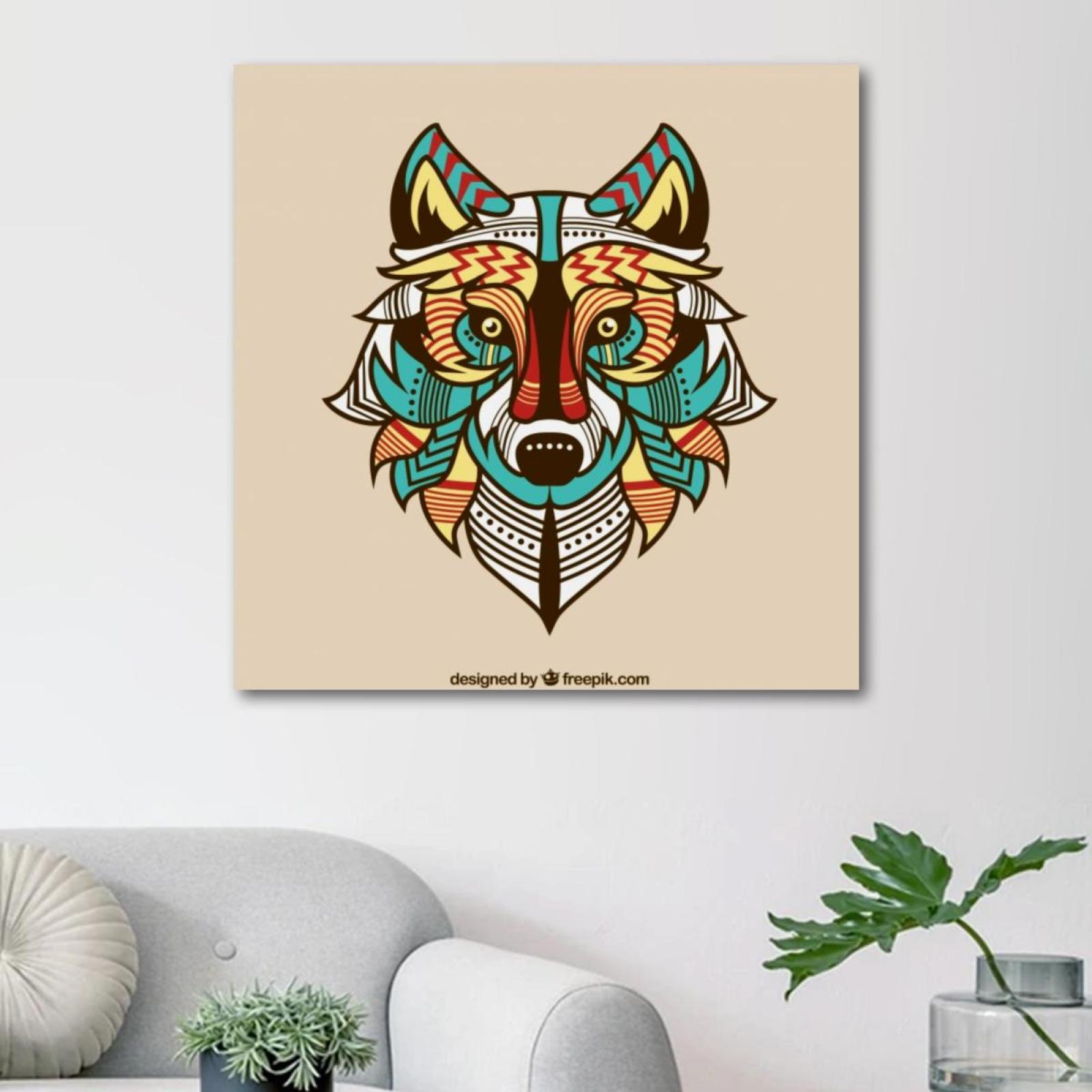 OWNSERIES Colored Wolf Background Pattern Canvas Wall Art Paintings for ...