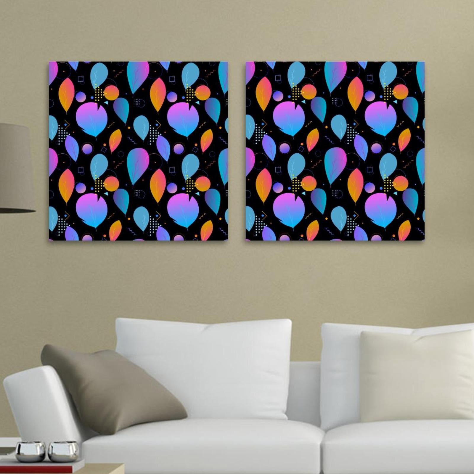 OWNSERIES Colorful Abstract Modern Leaves Pattern 2PC Canvas Wall Art ...