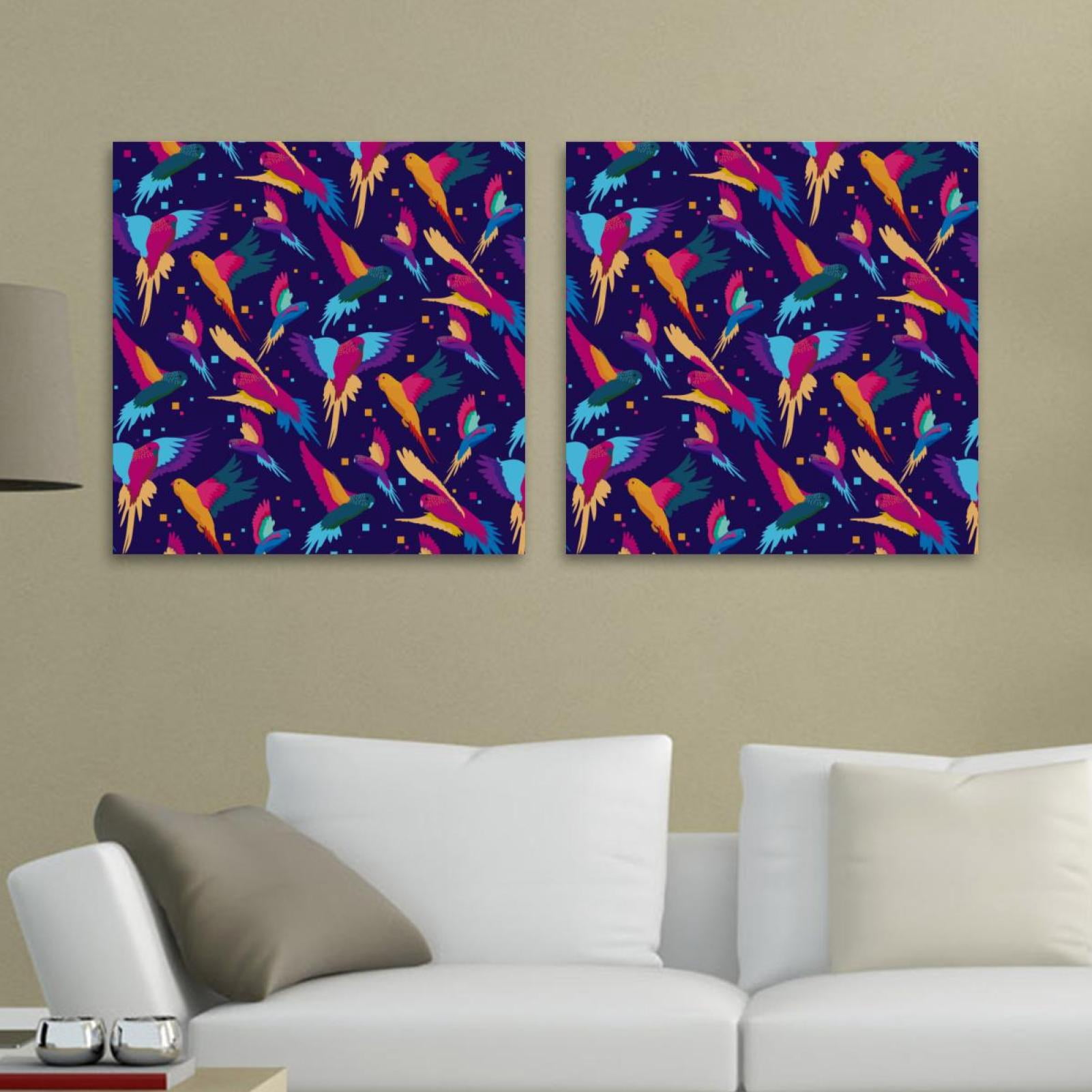 OWNSERIES Colorful Budgie Pattern 2PC Canvas Wall Art Paintings for ...