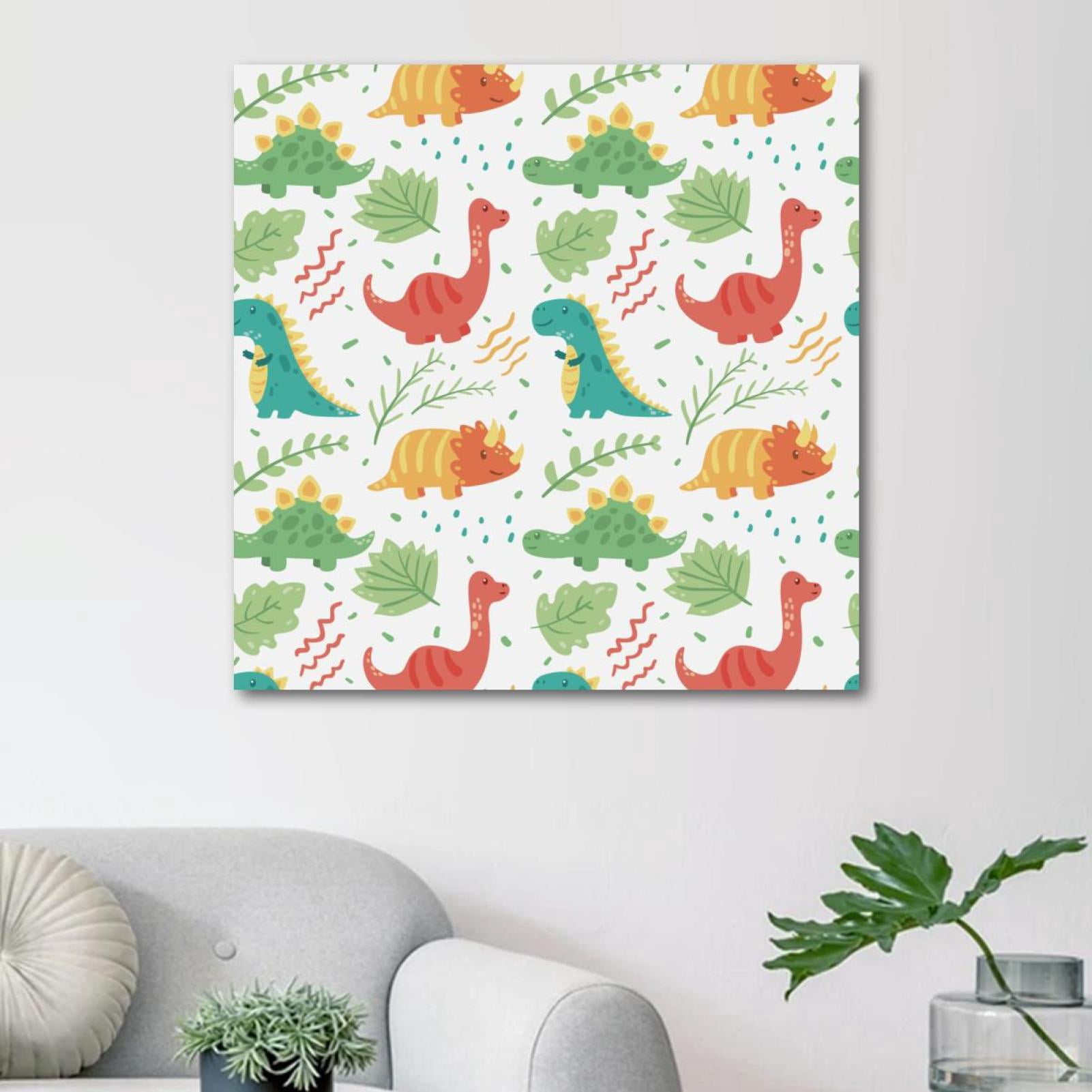 OWNSERIES Colorful Cute Dinosaur Pattern Canvas Wall Art Paintings for ...