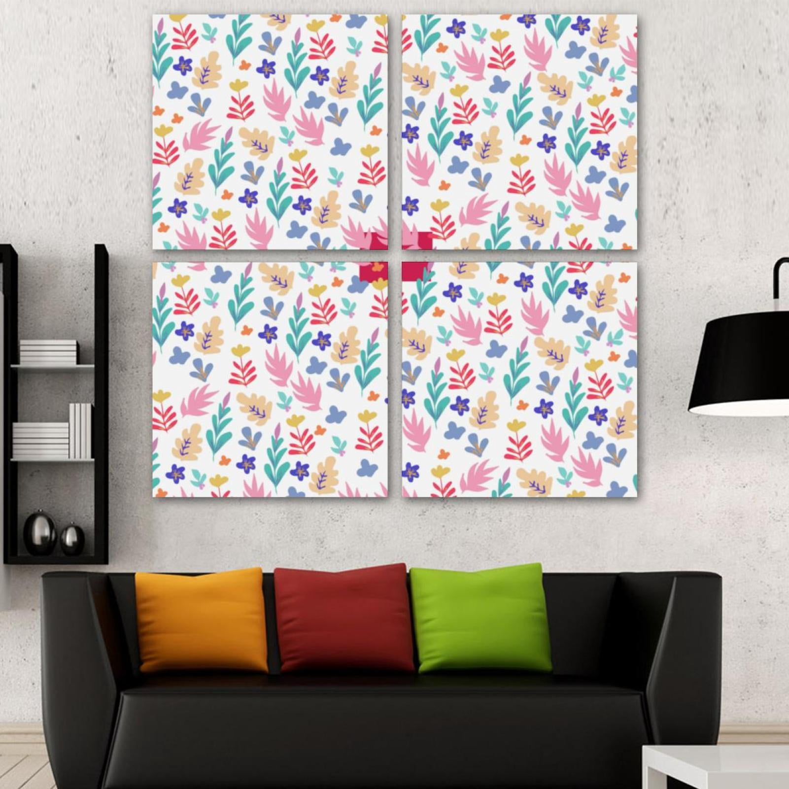 OWNSERIES Colorful Flower Pattern 4PC Frameless Canvas Wall Art ...