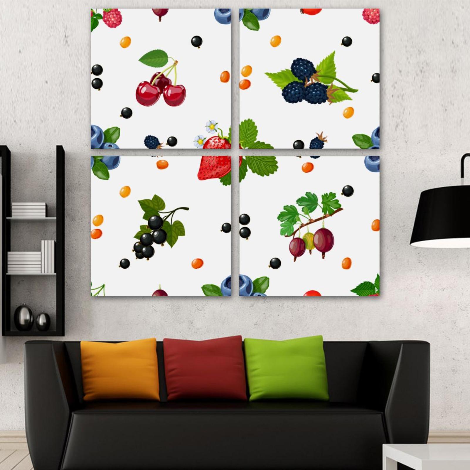 OWNSERIES Colorful Fruit Pattern Pattern 4PC Frameless Canvas Wall Art ...