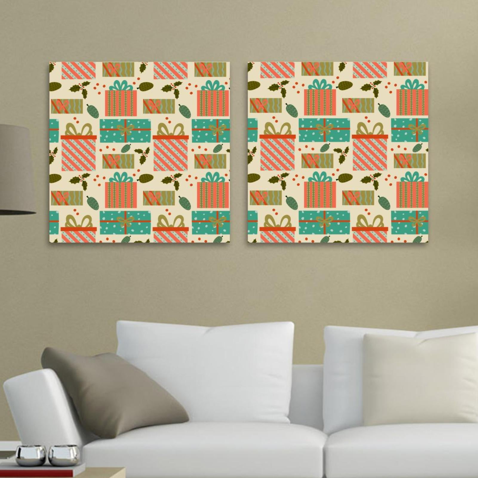 OWNSERIES Colorful Gift Packages Pattern 2PC Canvas Wall Art Paintings ...