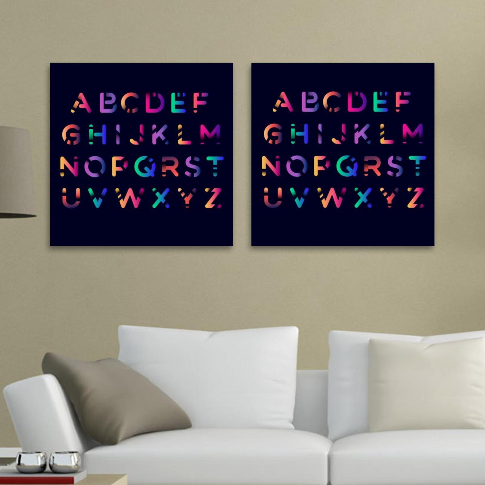 OWNSERIES Colorful Gradient Alphabet Template Pattern 2PC Canvas Wall ...