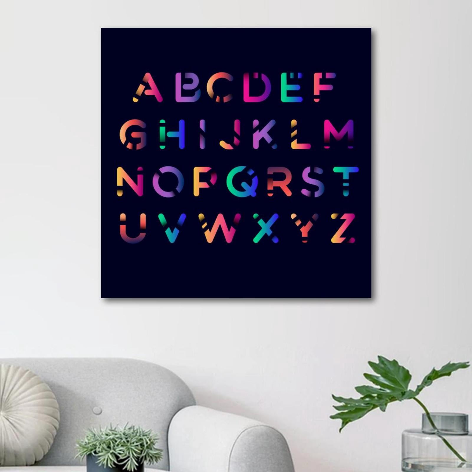 OWNSERIES Colorful Gradient Alphabet Template Pattern Canvas Wall Art ...