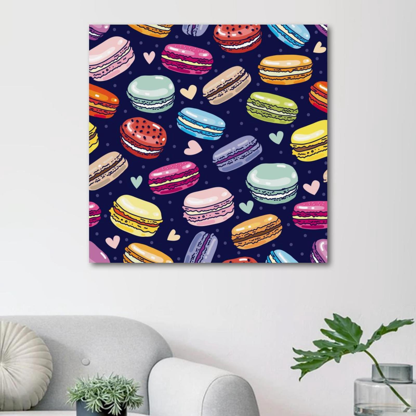OWNSERIES Colorful Hand Drawn Macaron Pattern Canvas Wall Art Paintings ...