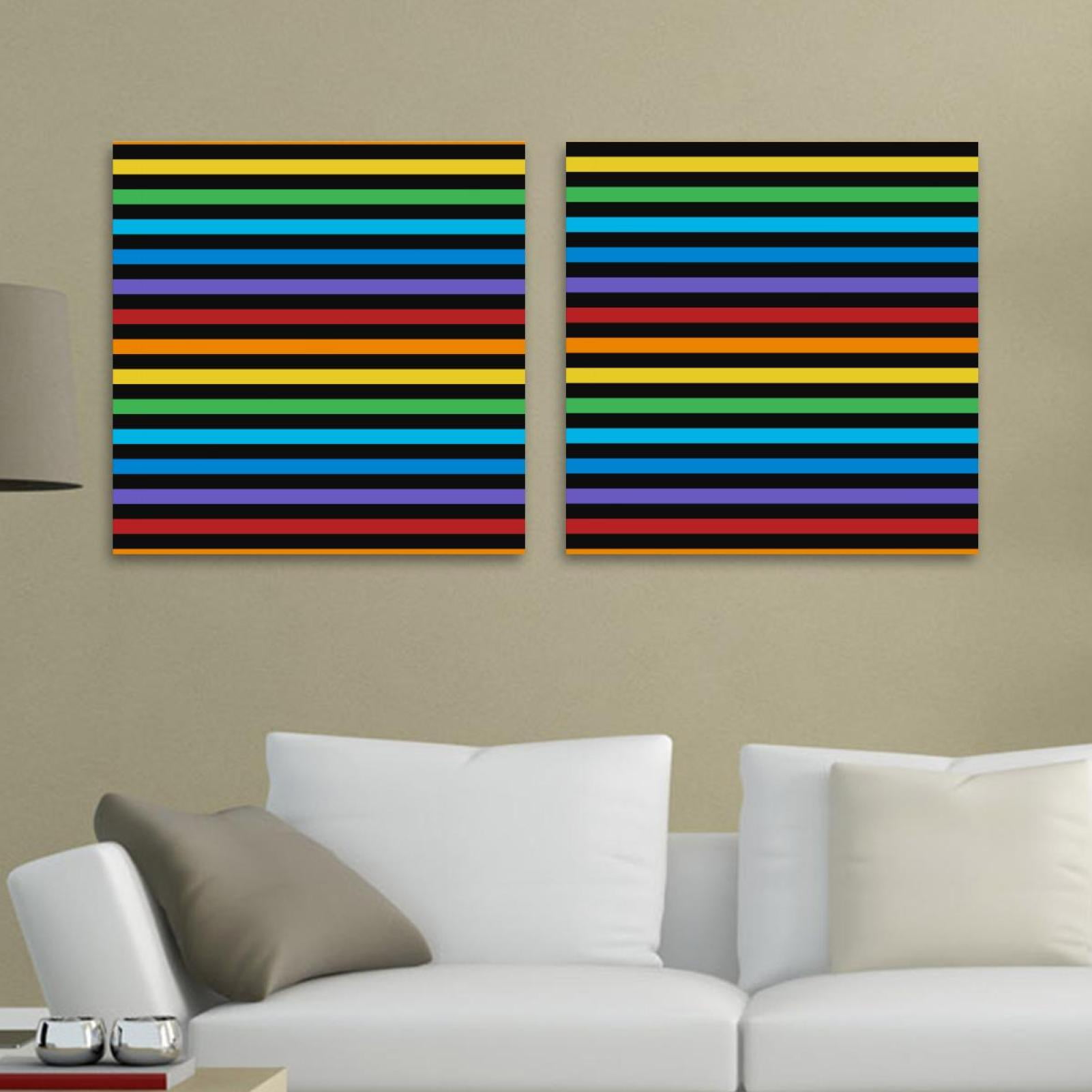 OWNSERIES Colorful Horizontal Lines Striped Pattern with Black ...