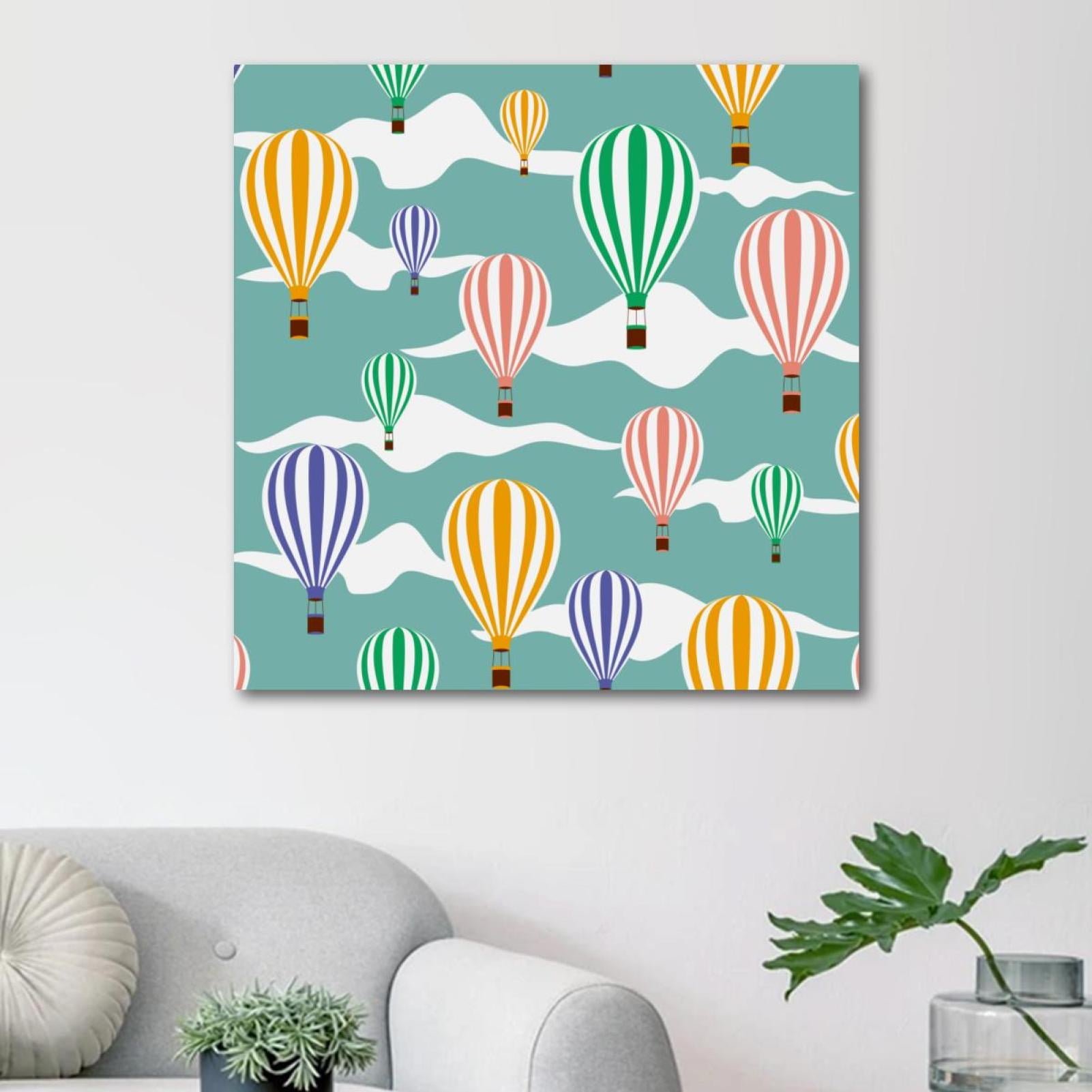 OWNSERIES Colorful Hot Air Balloon Pattern Cloud Pattern Canvas Wall ...