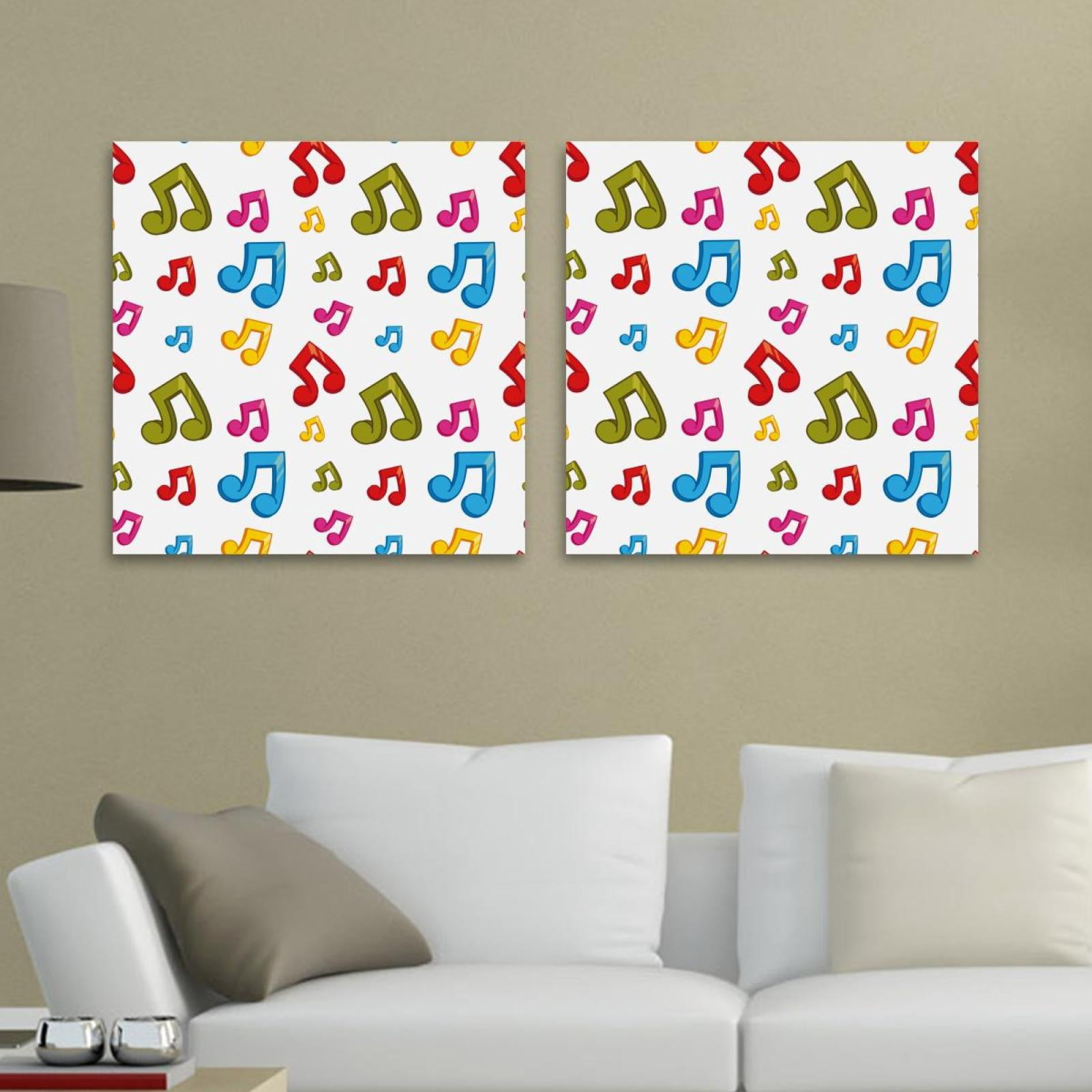 OWNSERIES Colorful Music Notes Pattern 2PC Canvas Wall Art Paintings ...