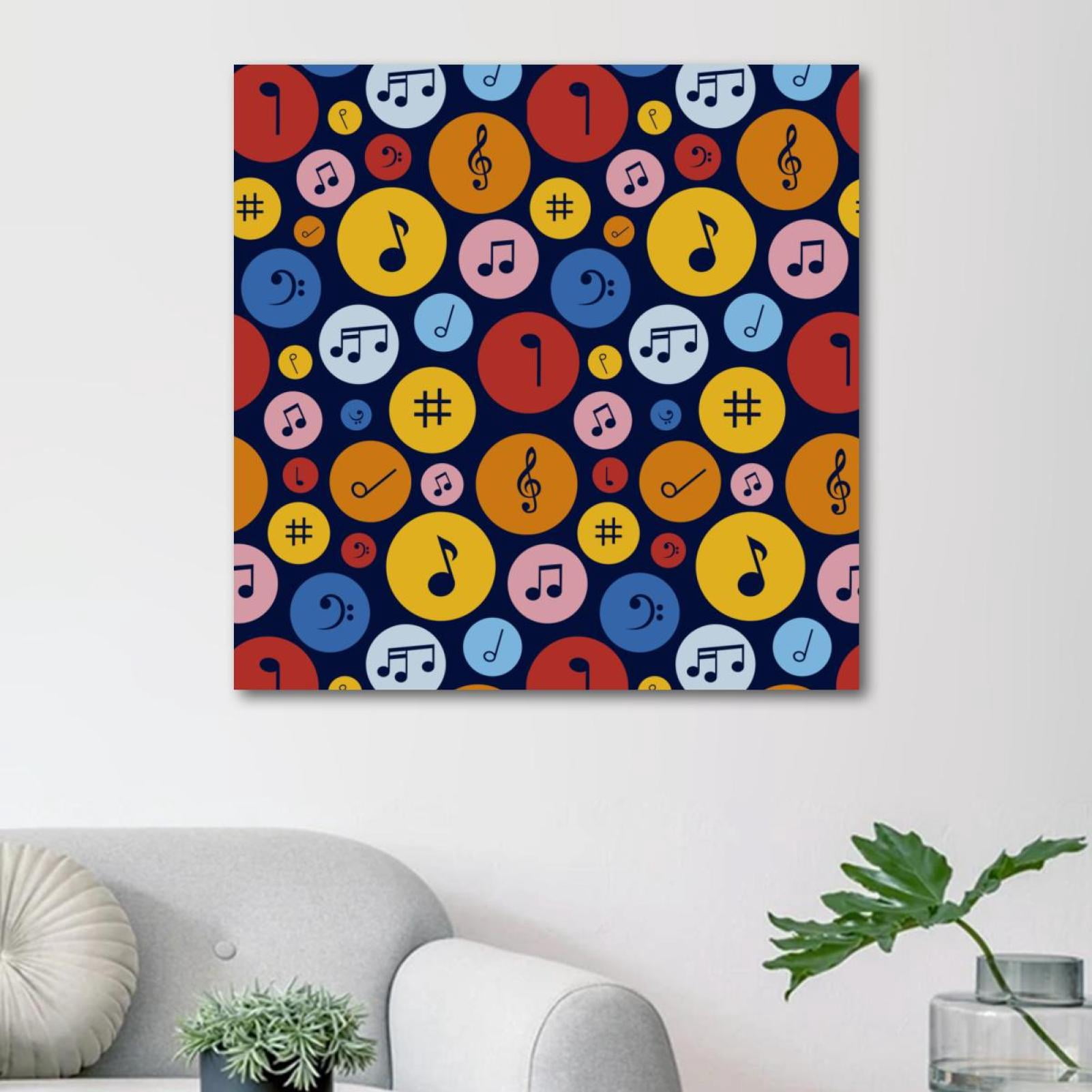 OWNSERIES Colorful Musical Notes Pattern Canvas Wall Art Paintings for ...