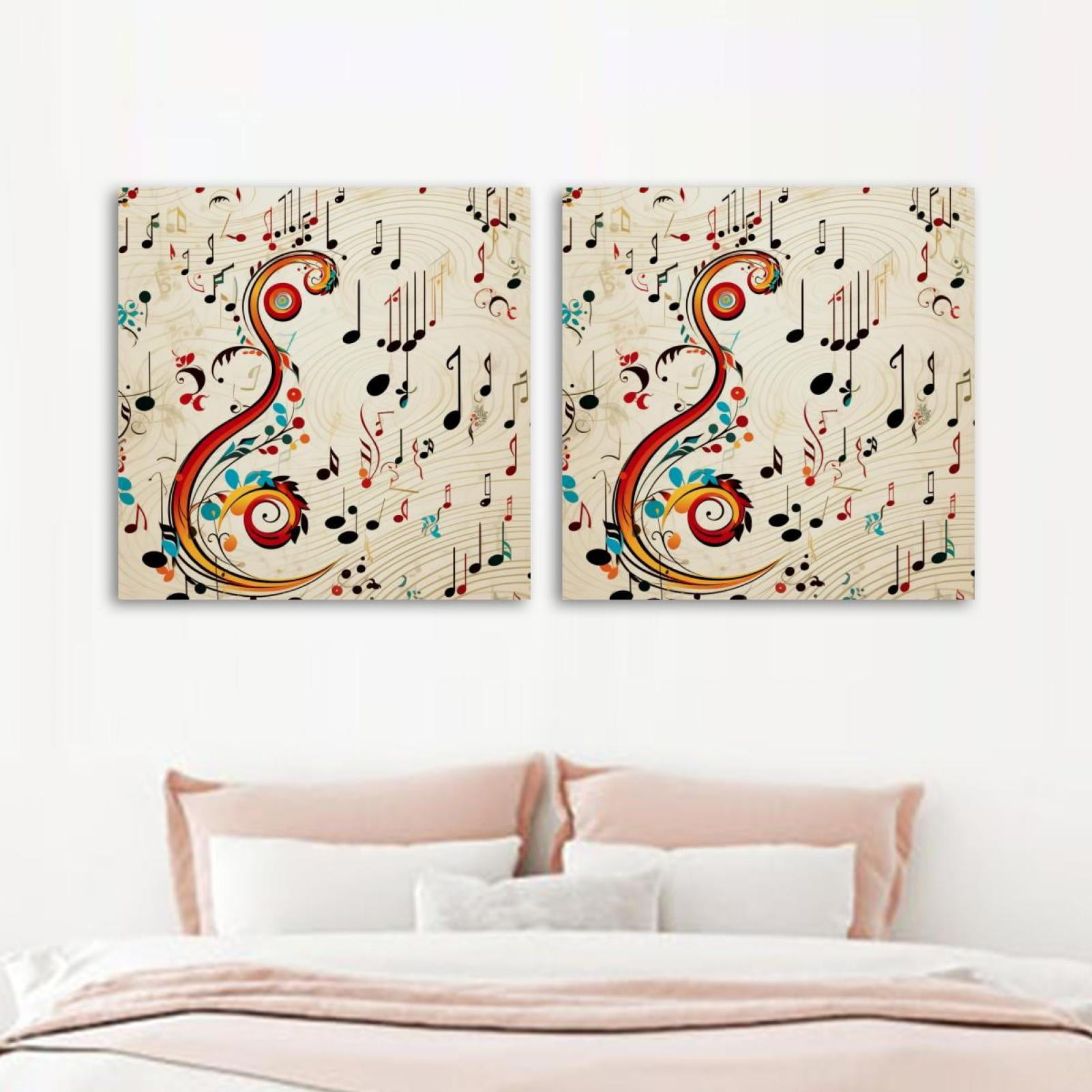 OWNSERIES Colorful Note Pattern 2PC Canvas Wall Art Paintings for ...