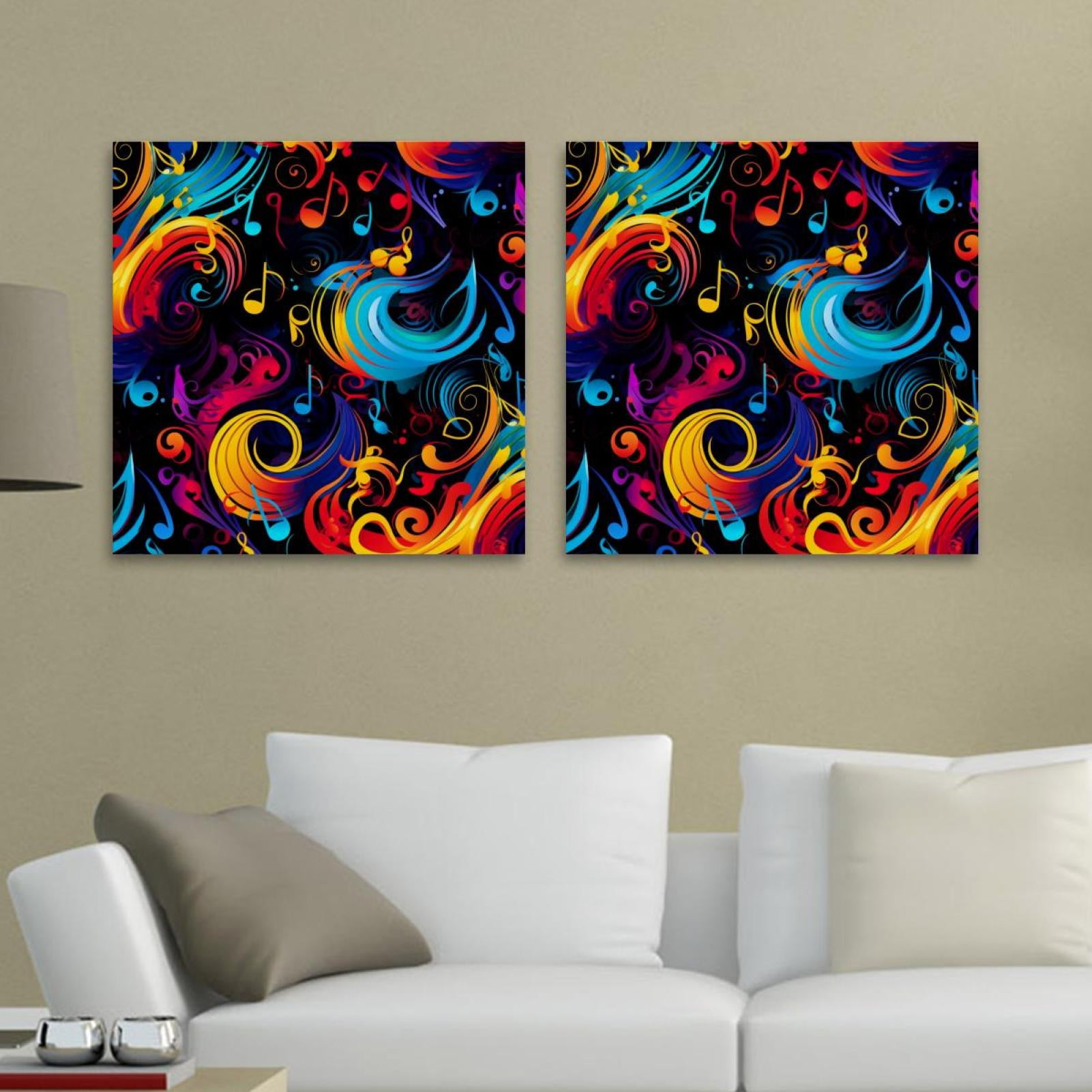 OWNSERIES Colorful Note Pattern 2PC Canvas Wall Art Paintings for ...