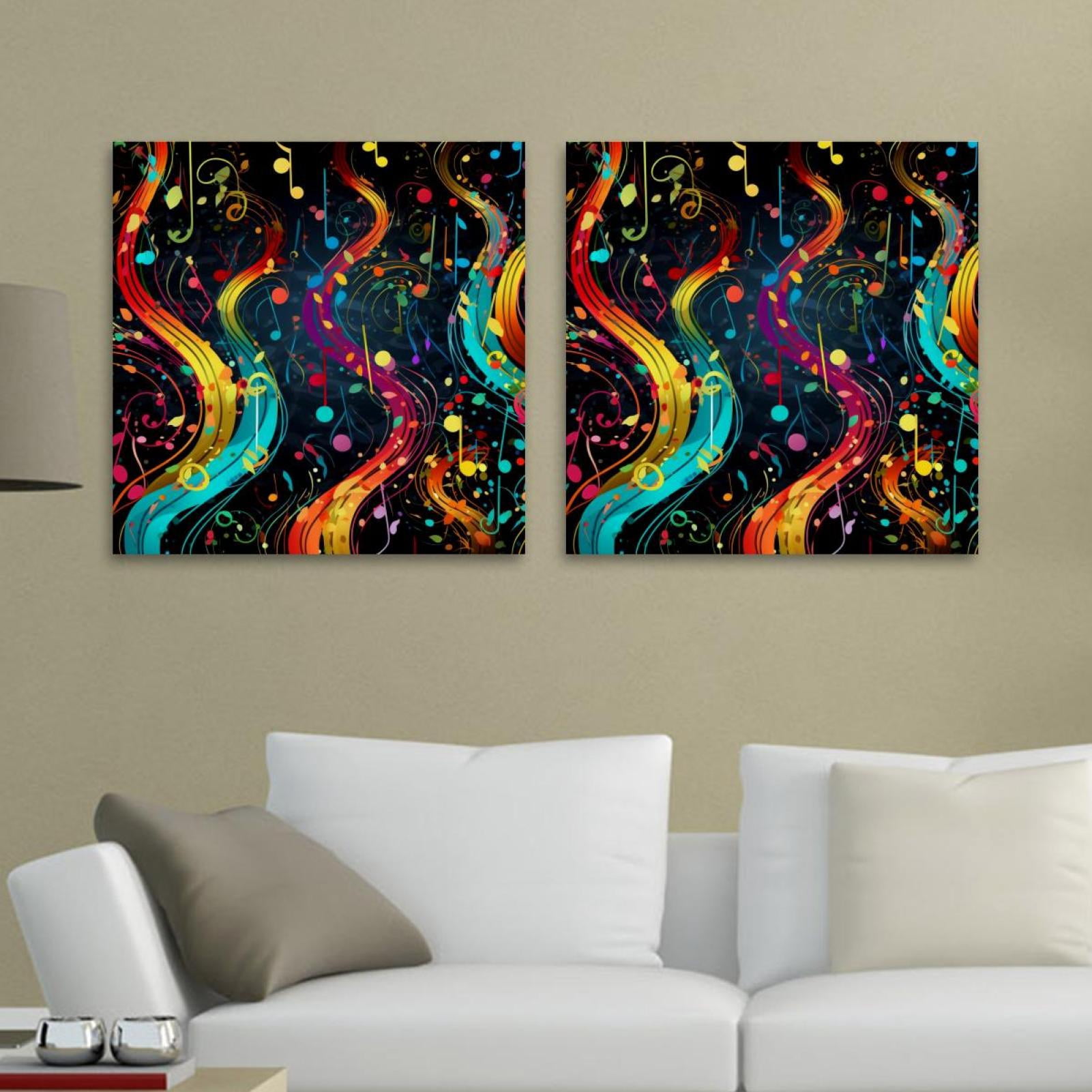 OWNSERIES Colorful Note Pattern 2PC Canvas Wall Art Paintings for ...