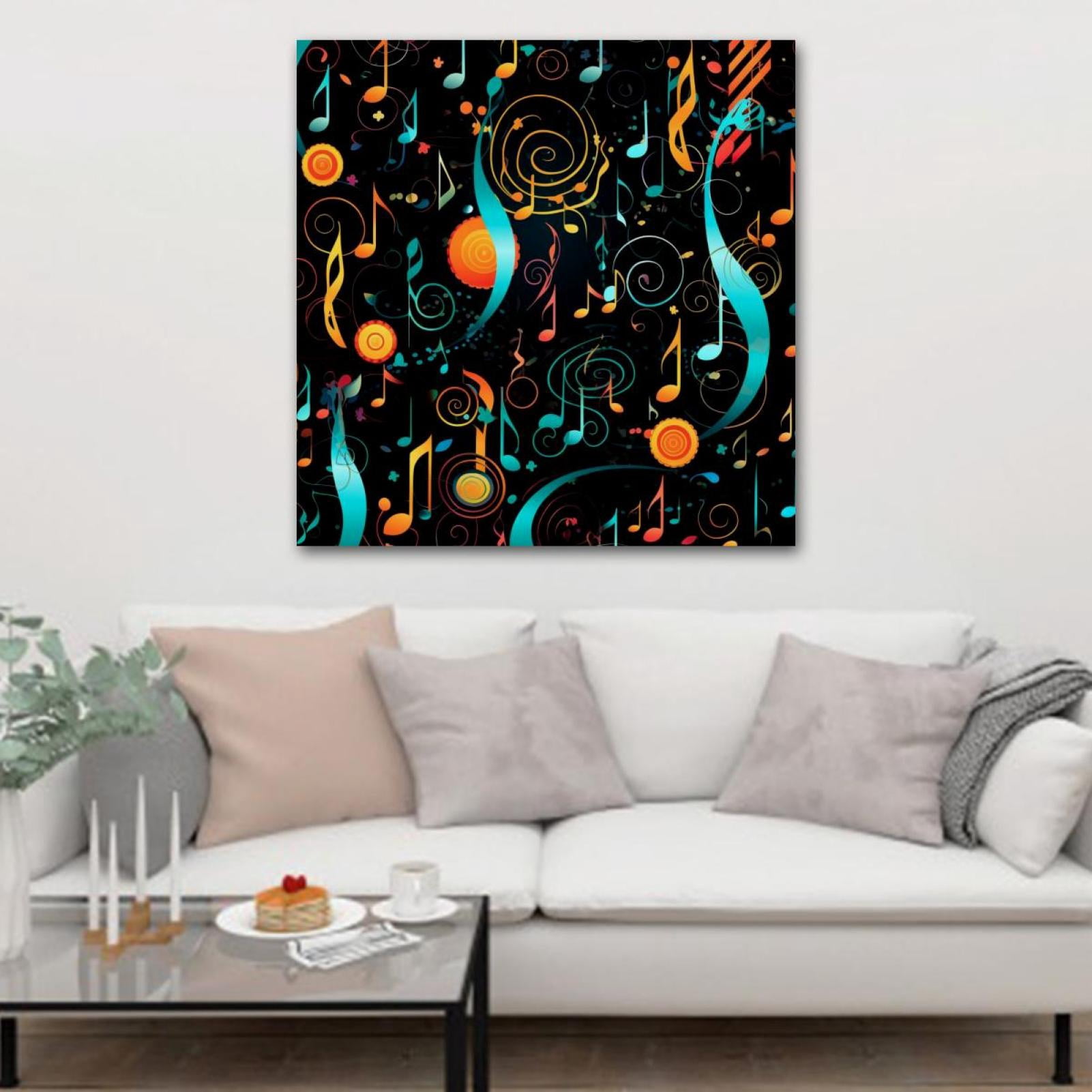 OWNSERIES Colorful Note Pattern Canvas Wall Art Paintings for Living ...