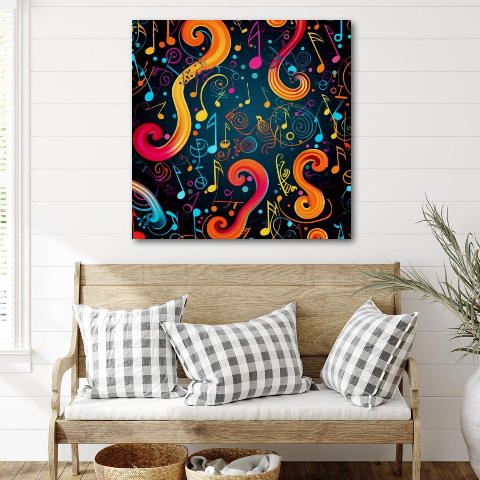 OWNSERIES Colorful Note Pattern Canvas Wall Art Paintings for Living ...