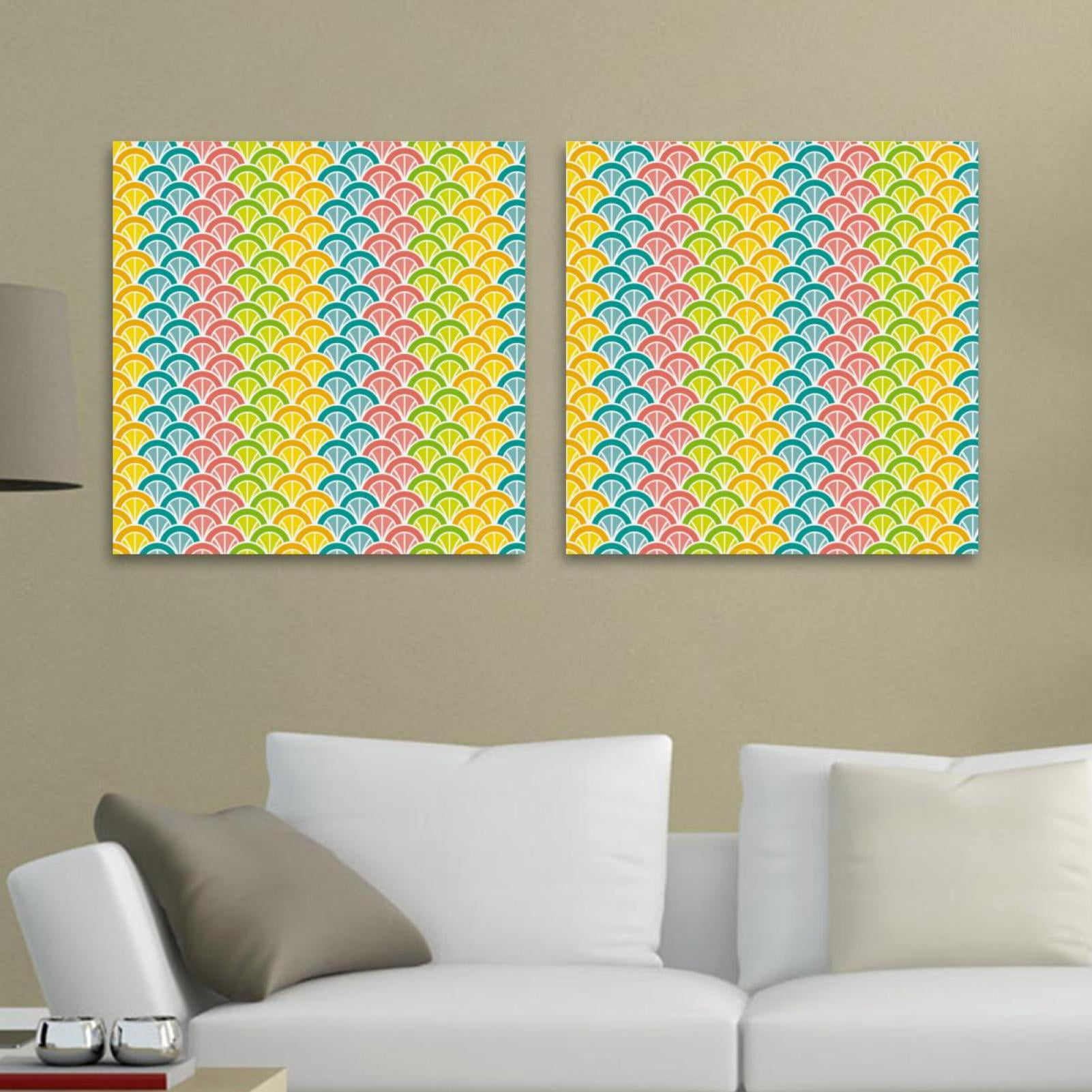 OWNSERIES Colorful Peacock Tail Pattern 2PC Canvas Wall Art Paintings ...
