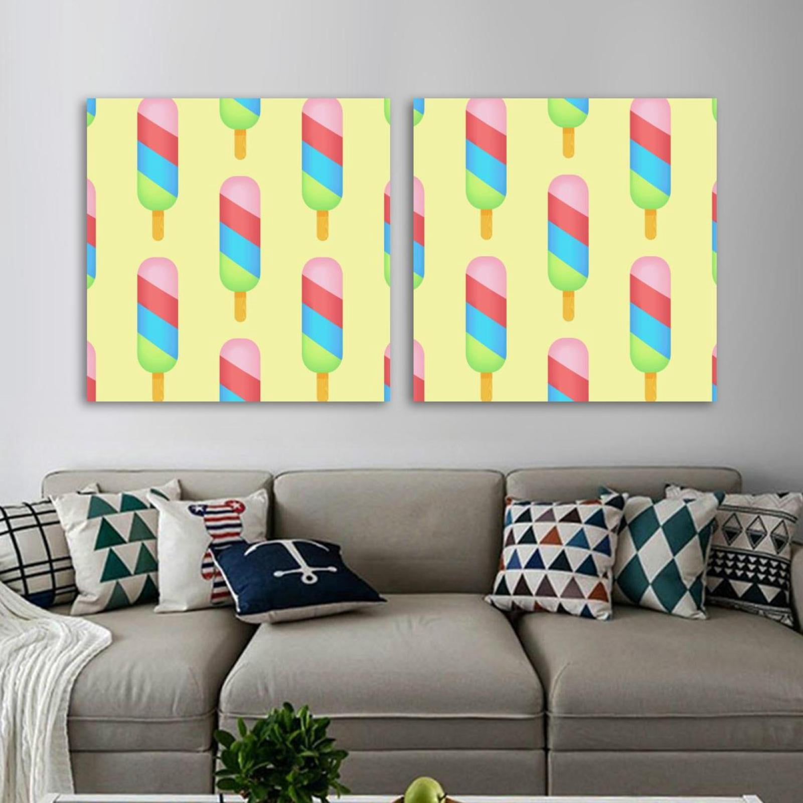 OWNSERIES Colorful Popsicles Pattern 2PC Canvas Wall Art Paintings for ...