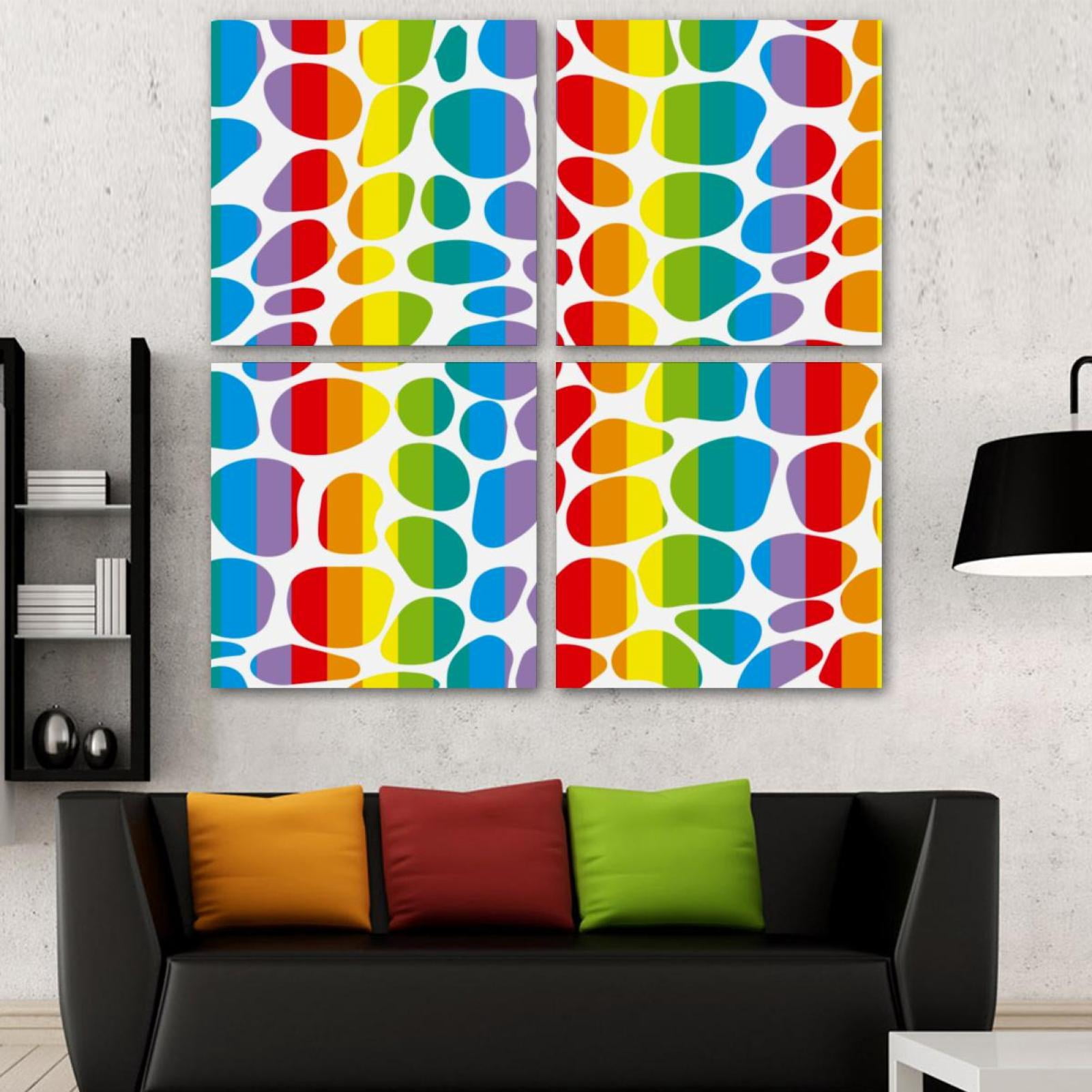 OWNSERIES Colorful Rainbow Leopard Pattern Pattern 4PC Frameless Canvas ...