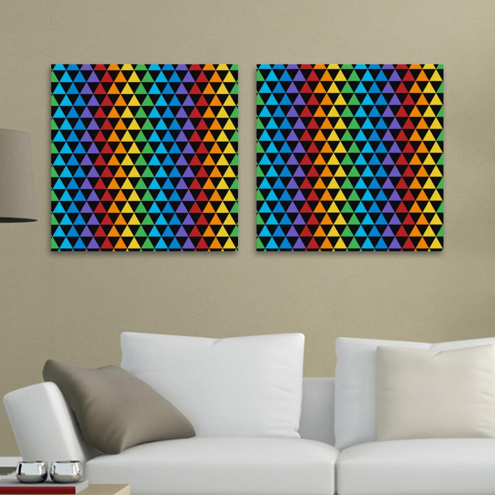OWNSERIES Colorful Triangular Pattern with Black Background Pattern 2PC ...
