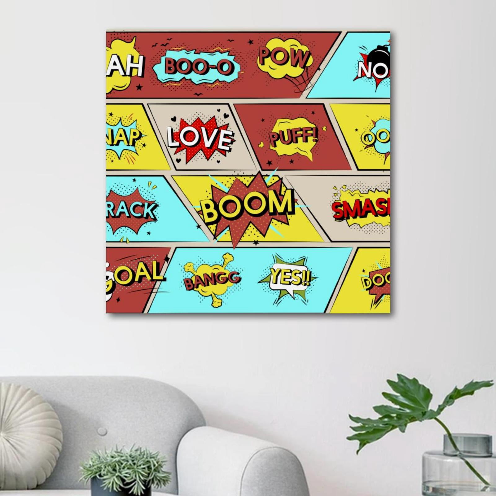 OWNSERIES Comic Word Graphics Pattern Canvas Wall Art Paintings for ...