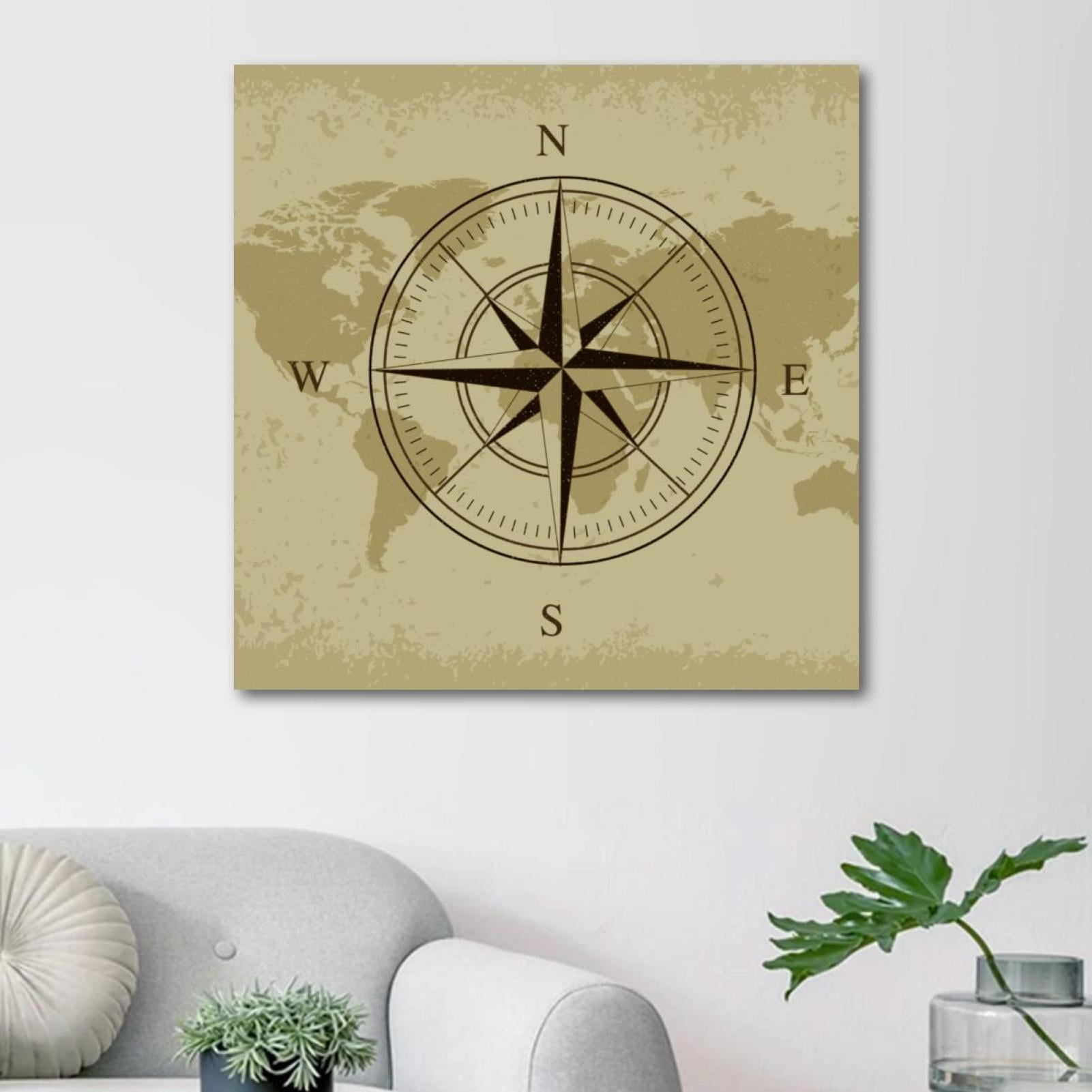 OWNSERIES Compass Nautical Map Pattern Canvas Wall Art Paintings for ...