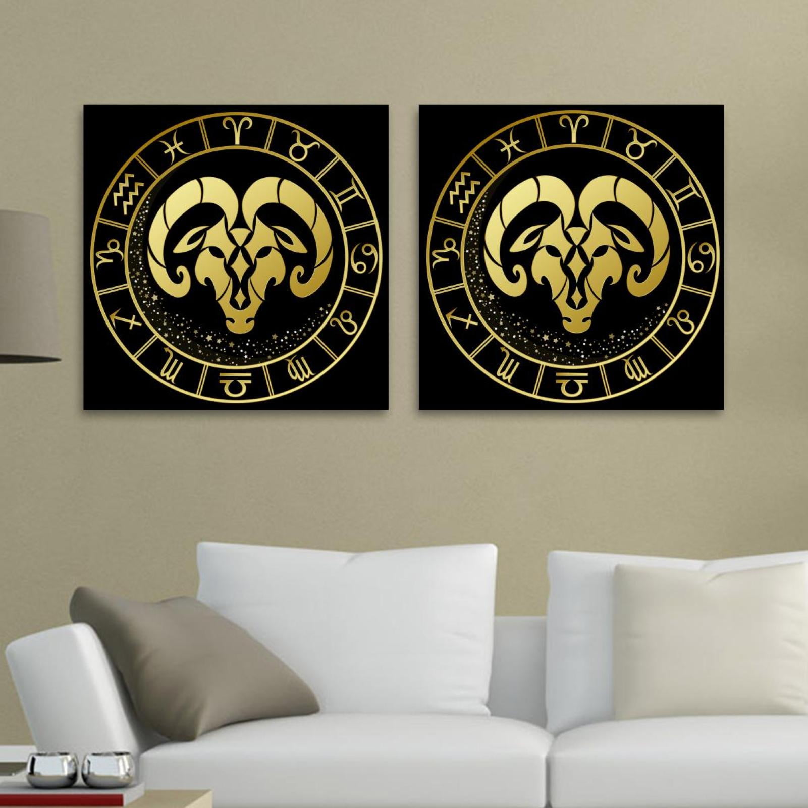 OWNSERIES Constellation Aries Zodiac Sign Pattern 2PC Canvas Wall Art ...